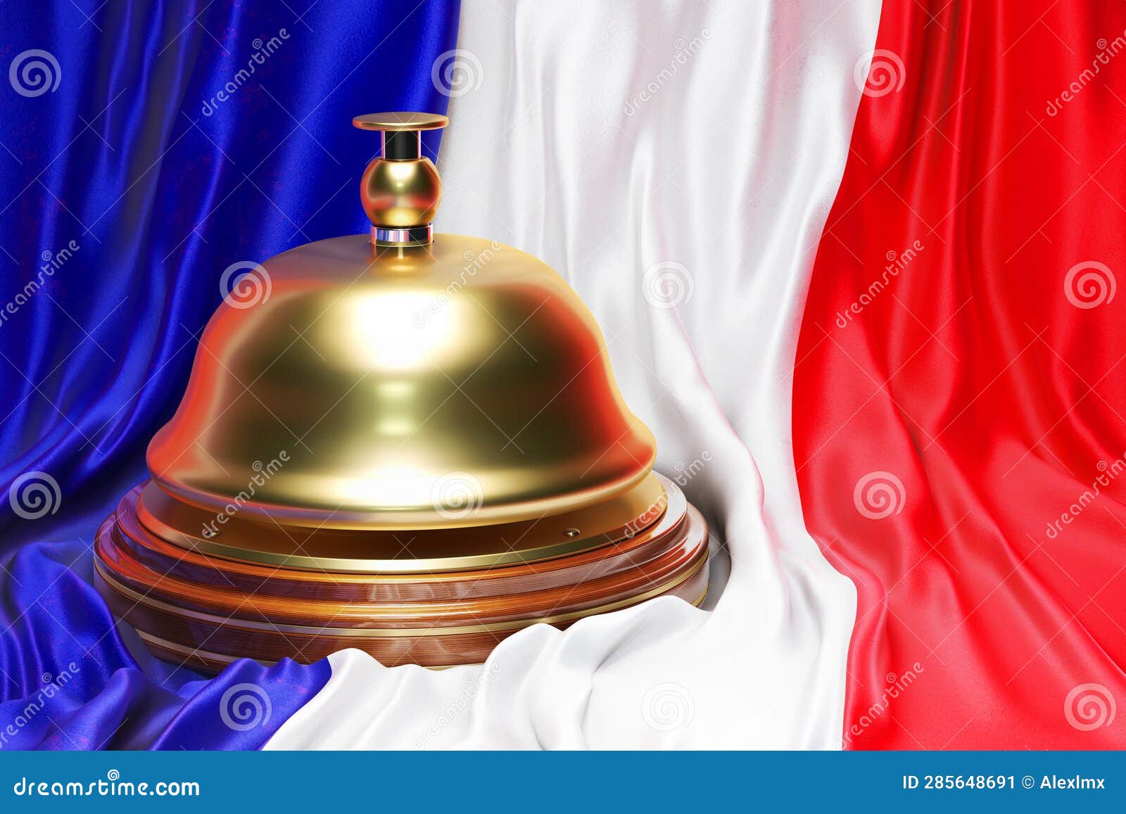 Reception Bell on the French Flag Background, 3D Rendering Stock ...