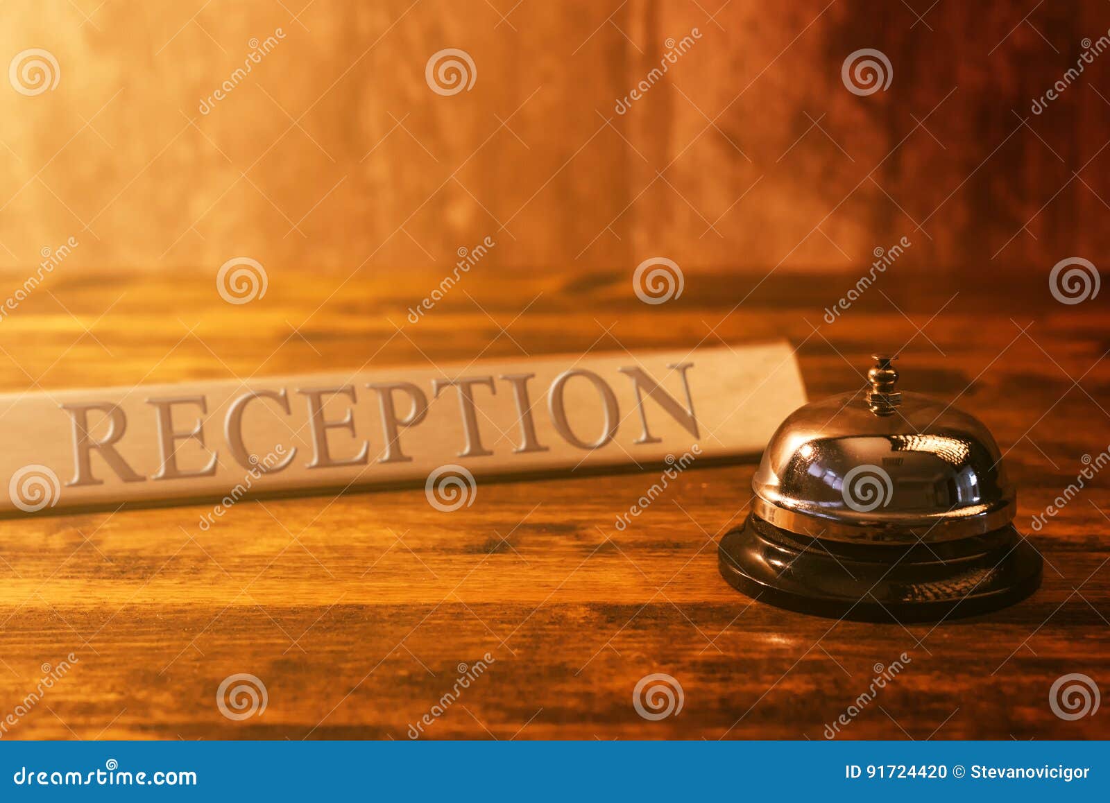 Reception Bell at Hotel Check in Desk Stock Photo - Image of restaurant ...