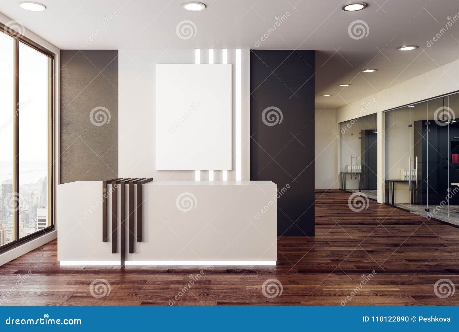 Reception with Blank Poster Stock Illustration - Illustration of inside ...