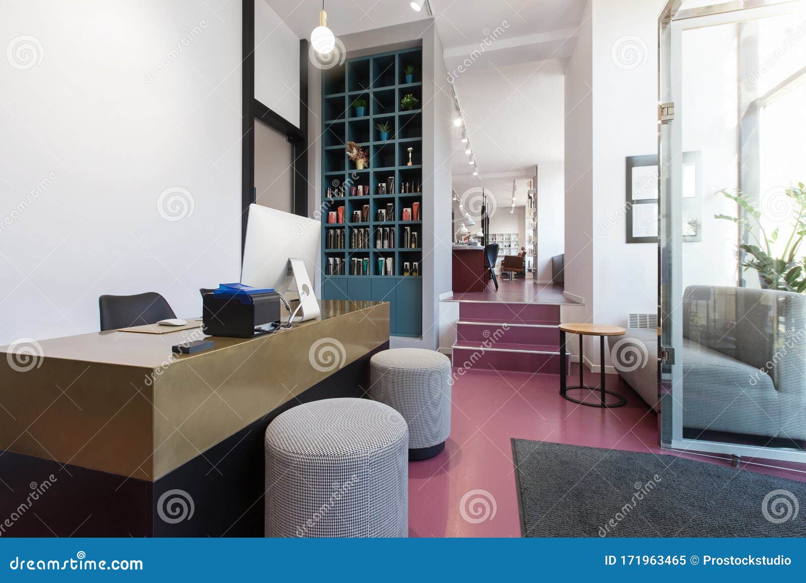 Reception of a Bright Beauty Salon with Sofa Stock Image - Image of ...