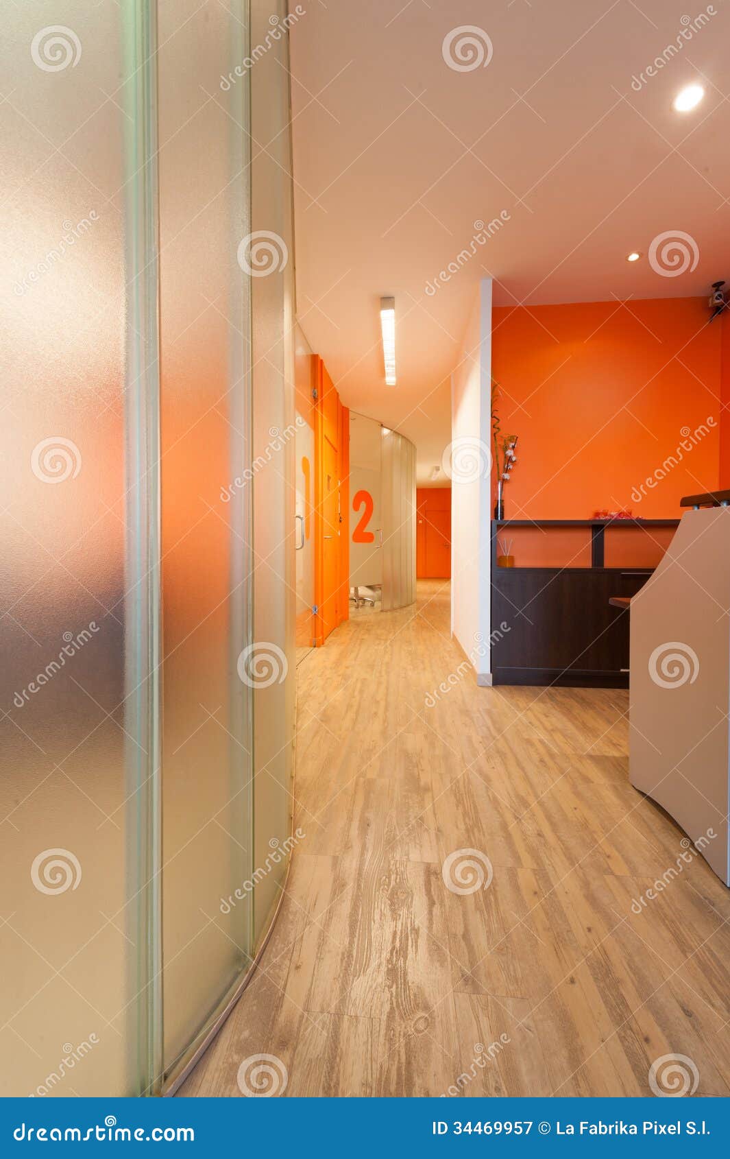 Reception and Corridor, Clinic Stock Image - Image of modern, desk ...