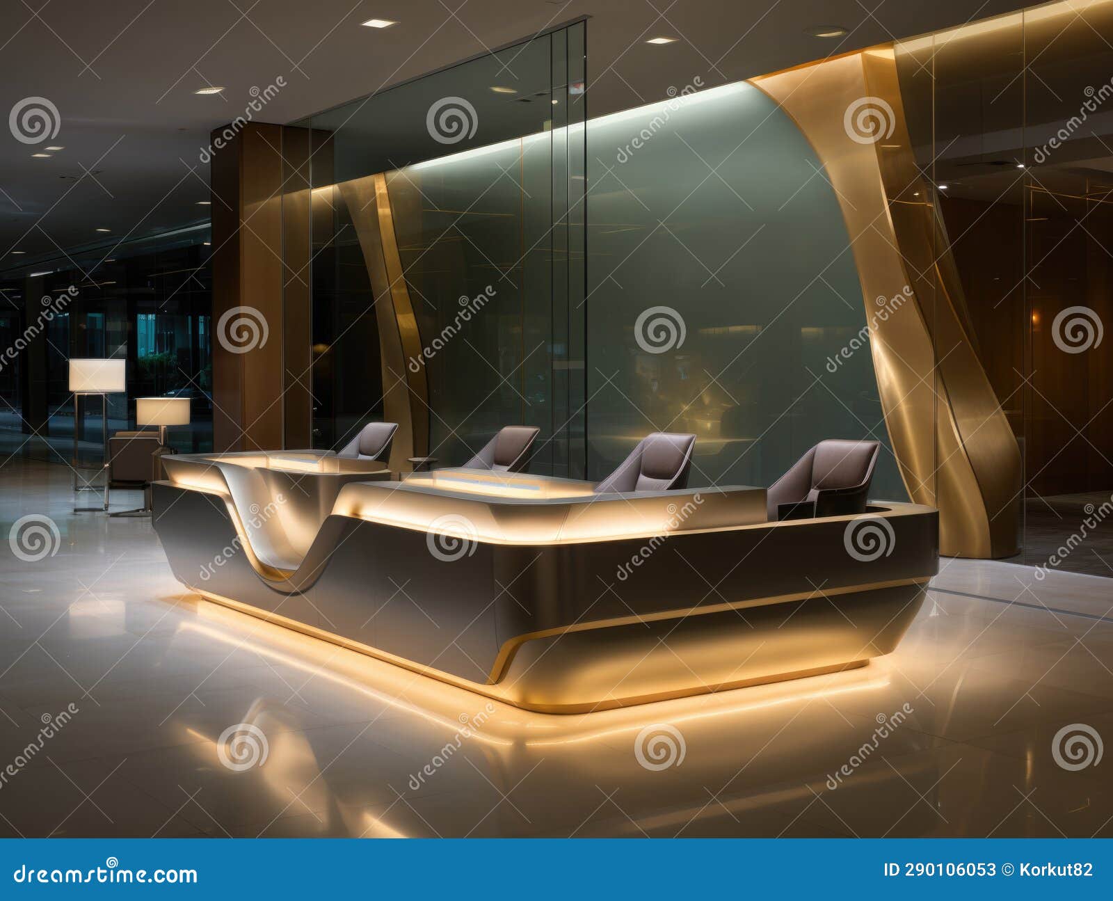 The Lobby Of A Luxury Hotel In Arabic Style With High Ceilings, Columns ...