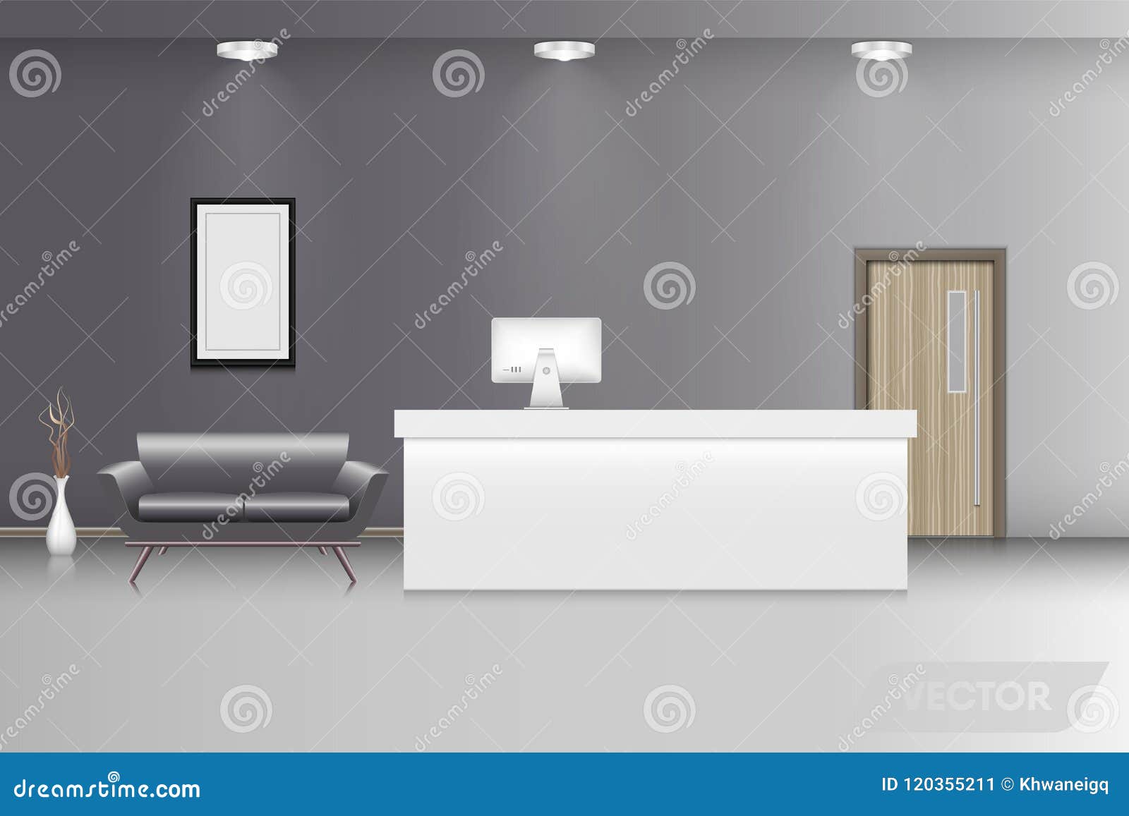 Reception Counter and Interior Decorative, Vector Design Stock ...