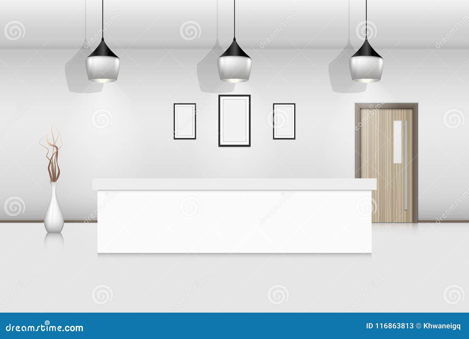 Reception Counter and Interior Decorative, Vector, Illustration Stock ...