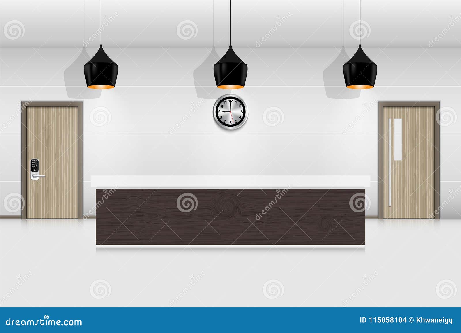 Reception Counter and Interior Decorative, Vector, Illustration Stock ...