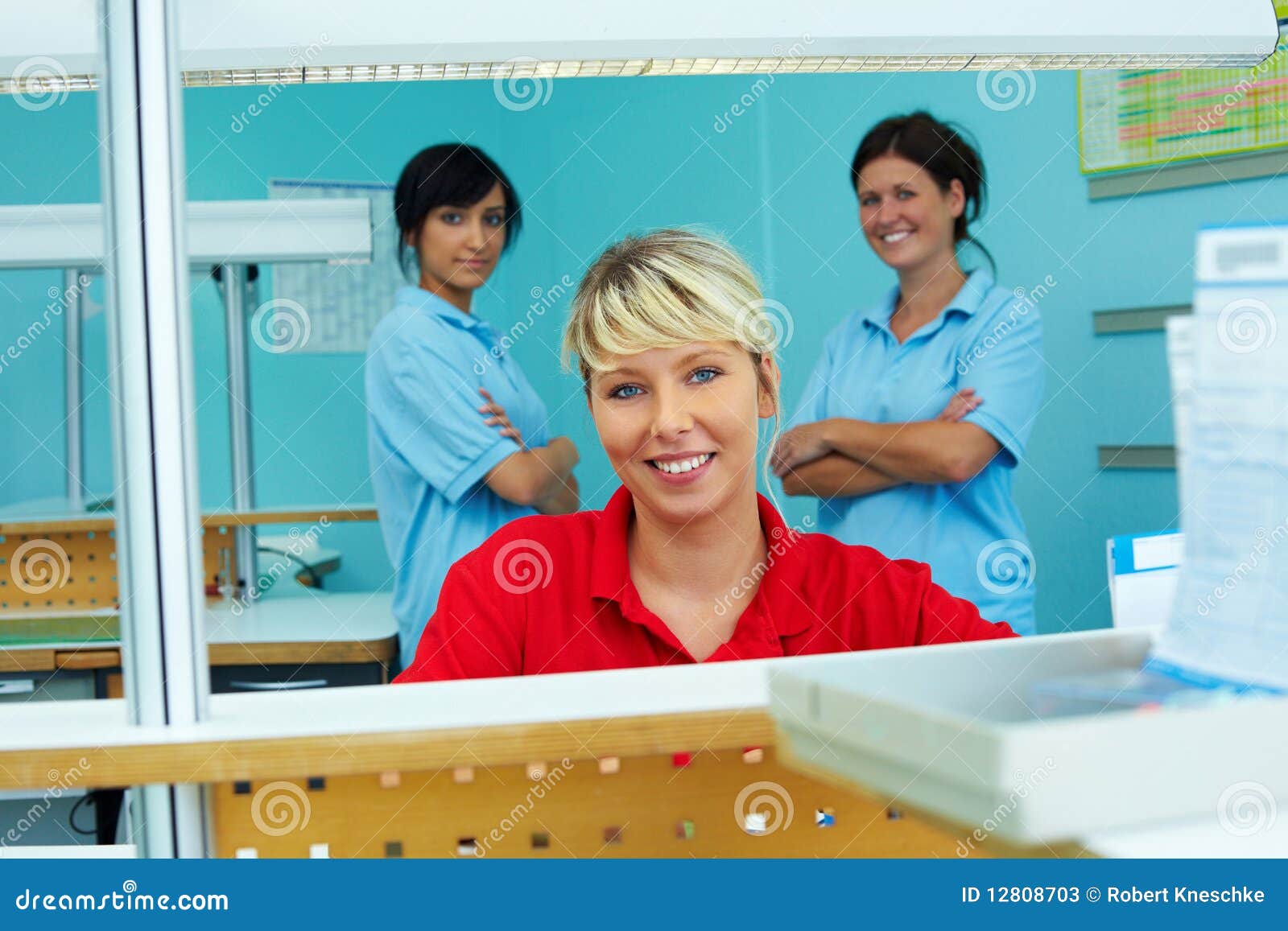 Reception in dental clinic stock image. Image of female - 12808703