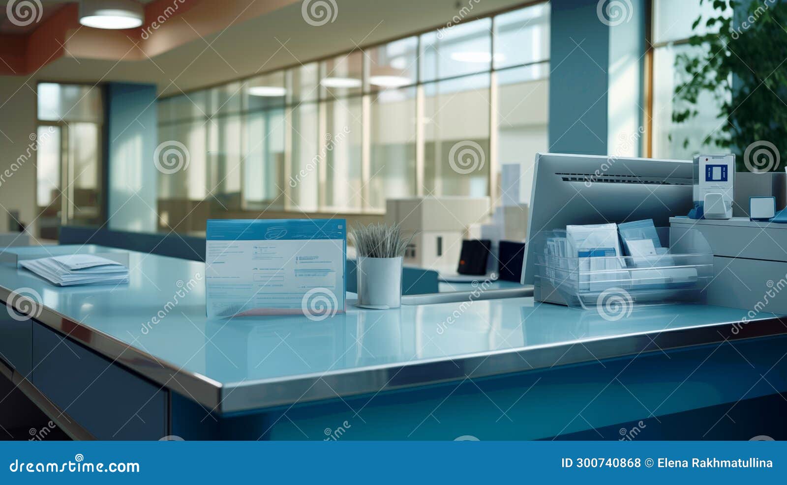 Reception Desk - Cluttered Covered in Papers Stock Illustration ...