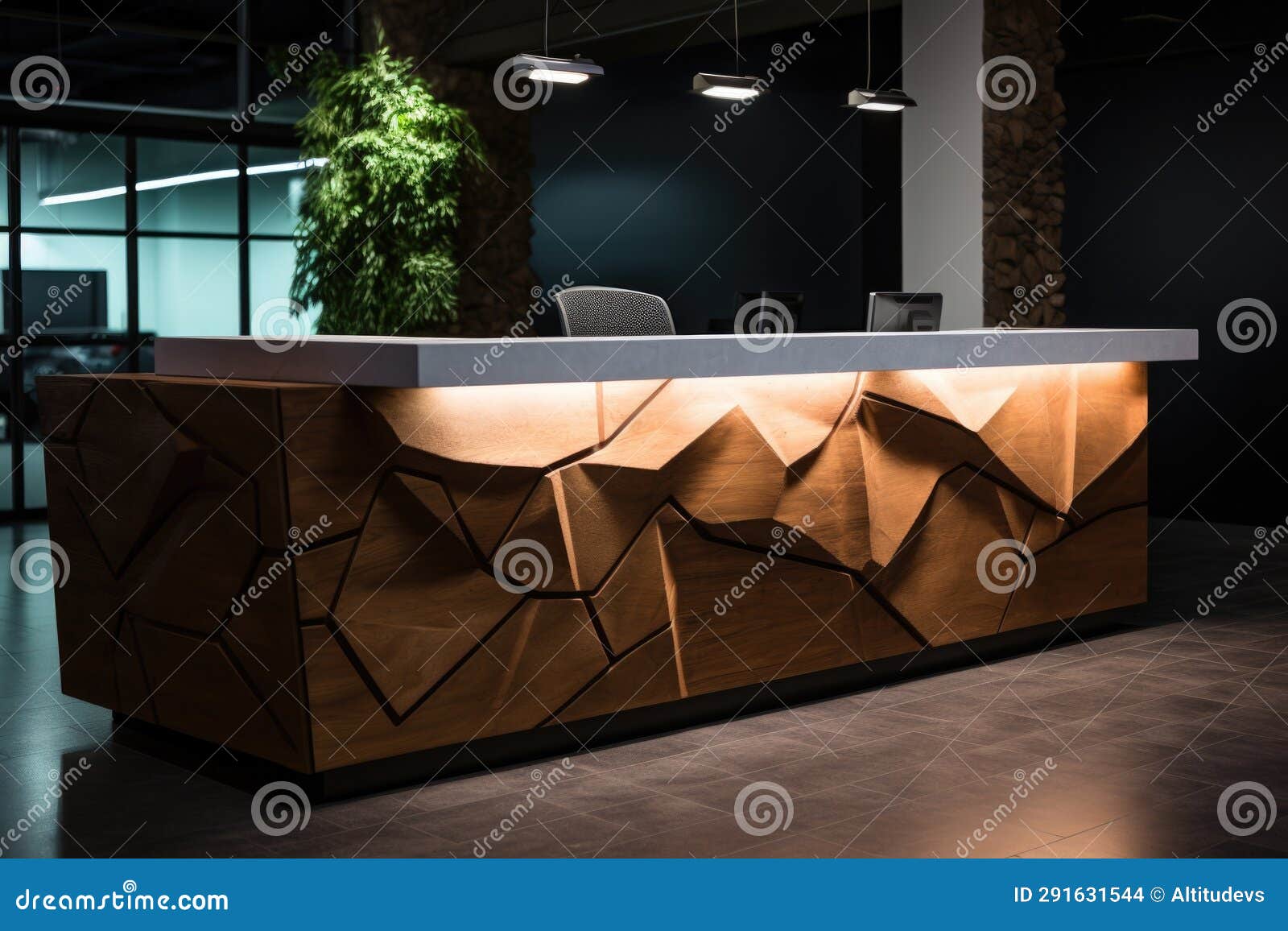 Reception Desk with the Company Logo Stock Photo - Image of service ...
