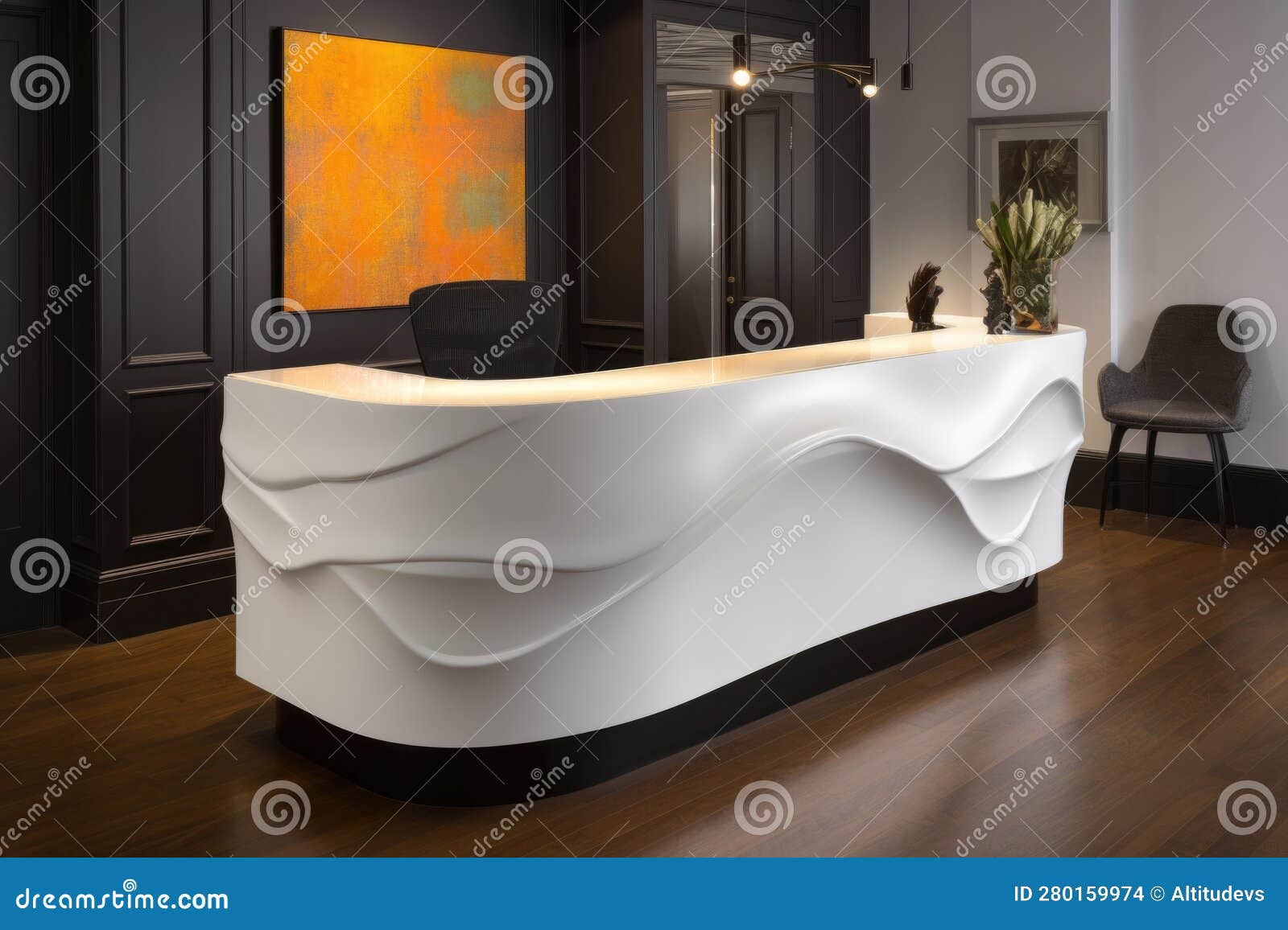 Reception Desk, Complete with a Sleek and Modern Design, Providing ...