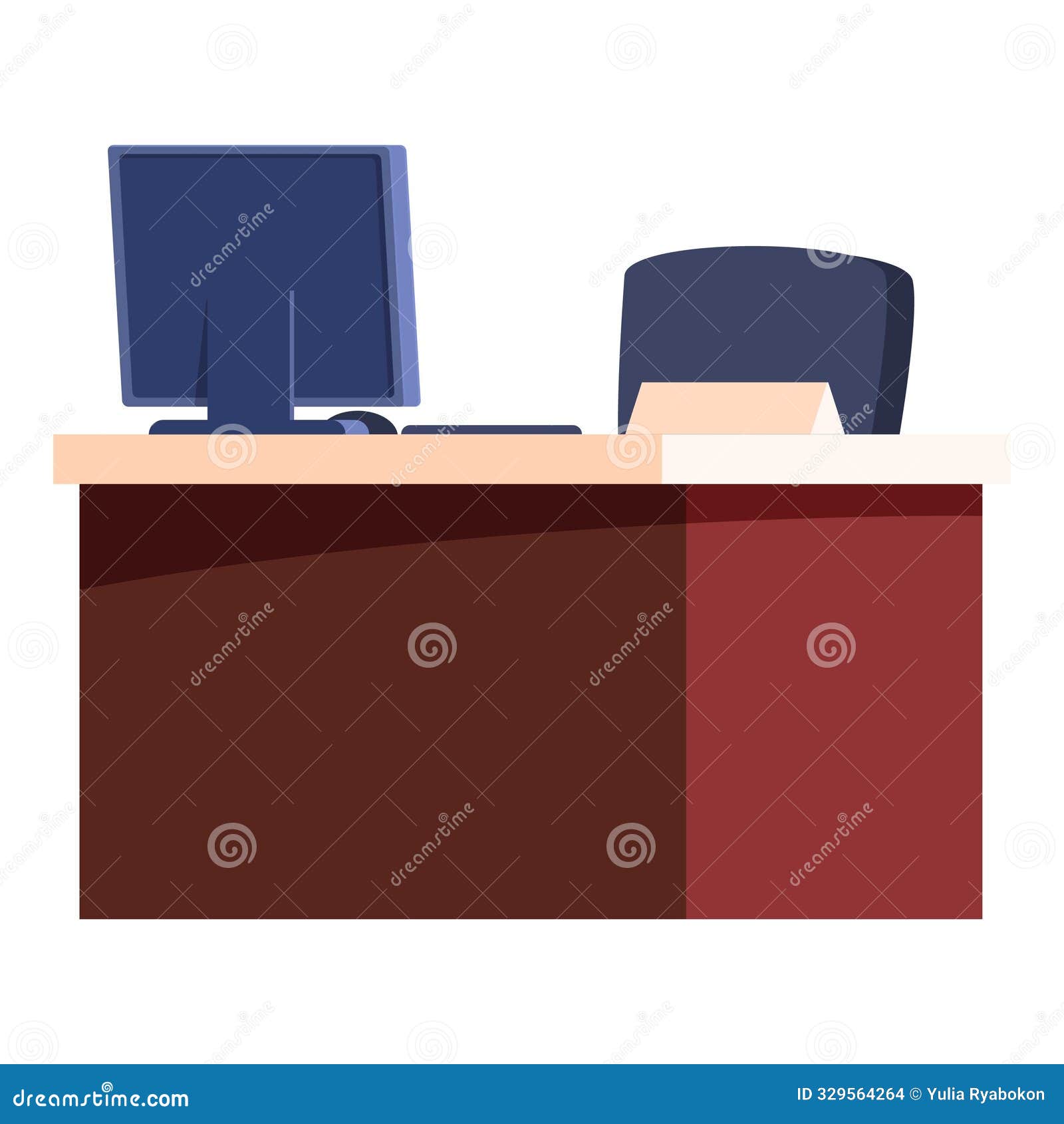 Reception Desk with Computer Showing Blank Screen for Customer Service ...