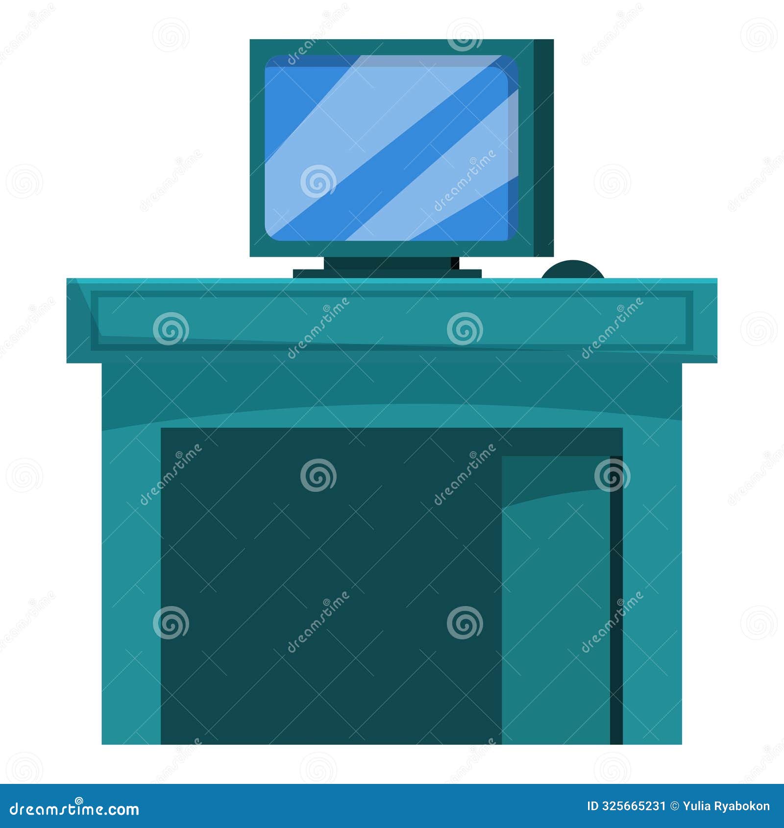 Reception Desk with Computer Showing Empty Check in Area Stock Vector ...