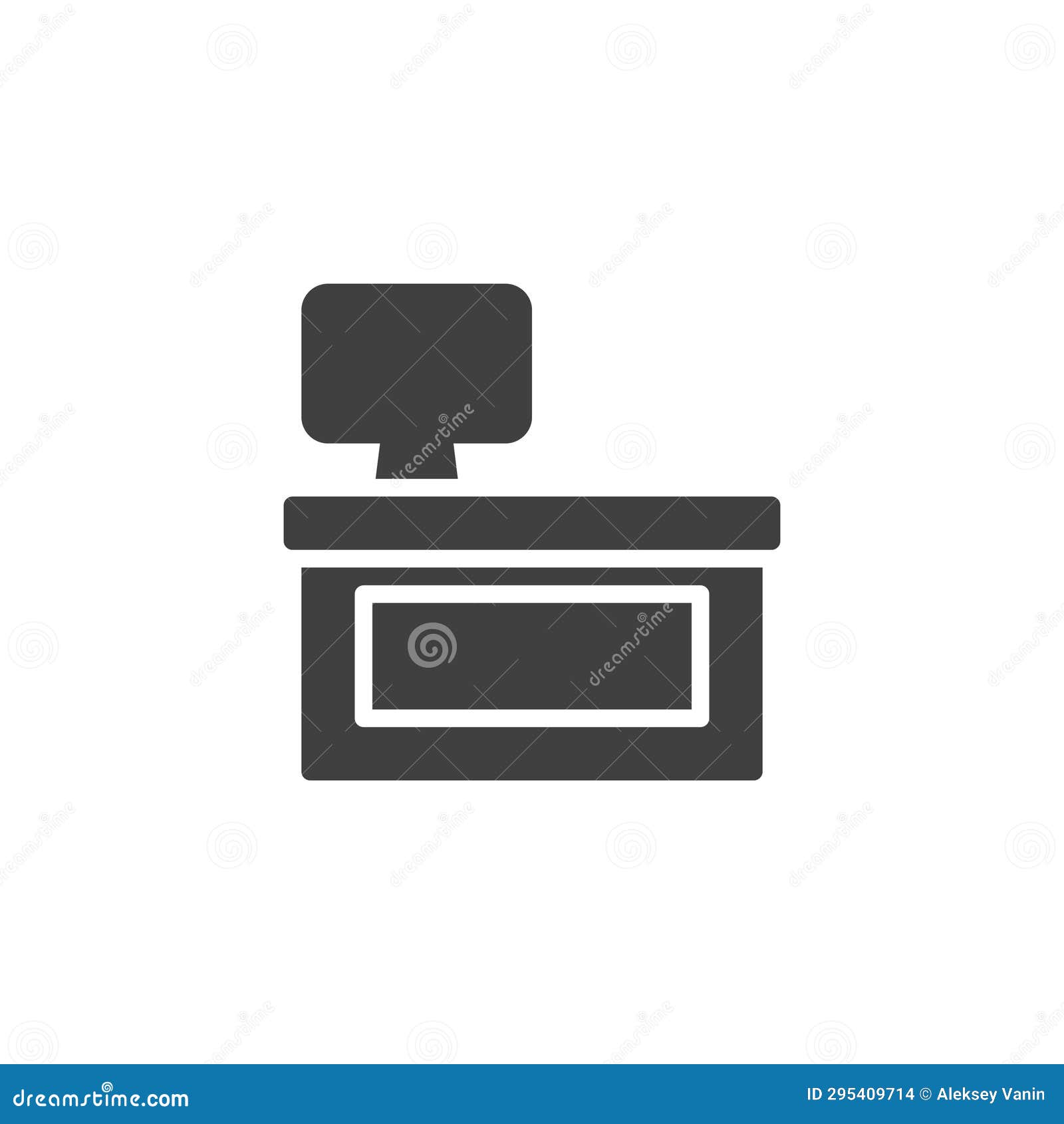 Reception Desk with Computer Vector Icon Stock Vector - Illustration of ...