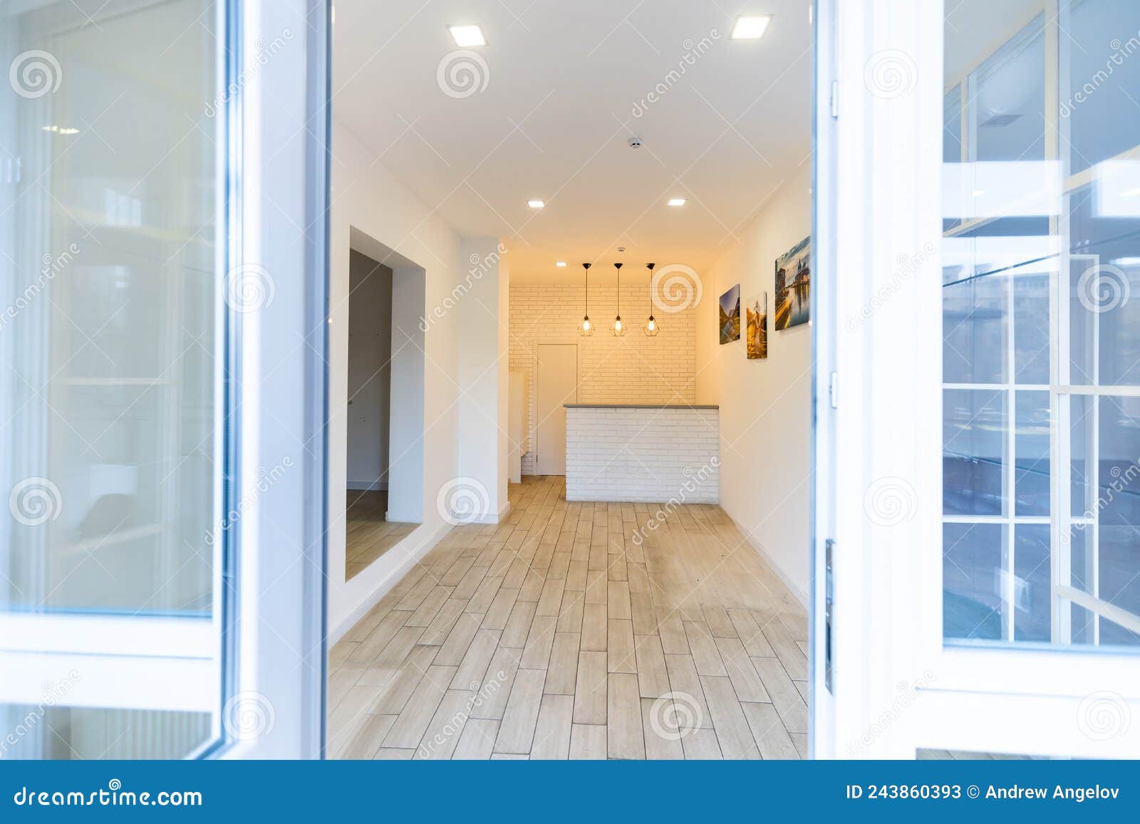 Reception Desk in a Corridor in a Small Office Stock Image - Image of ...