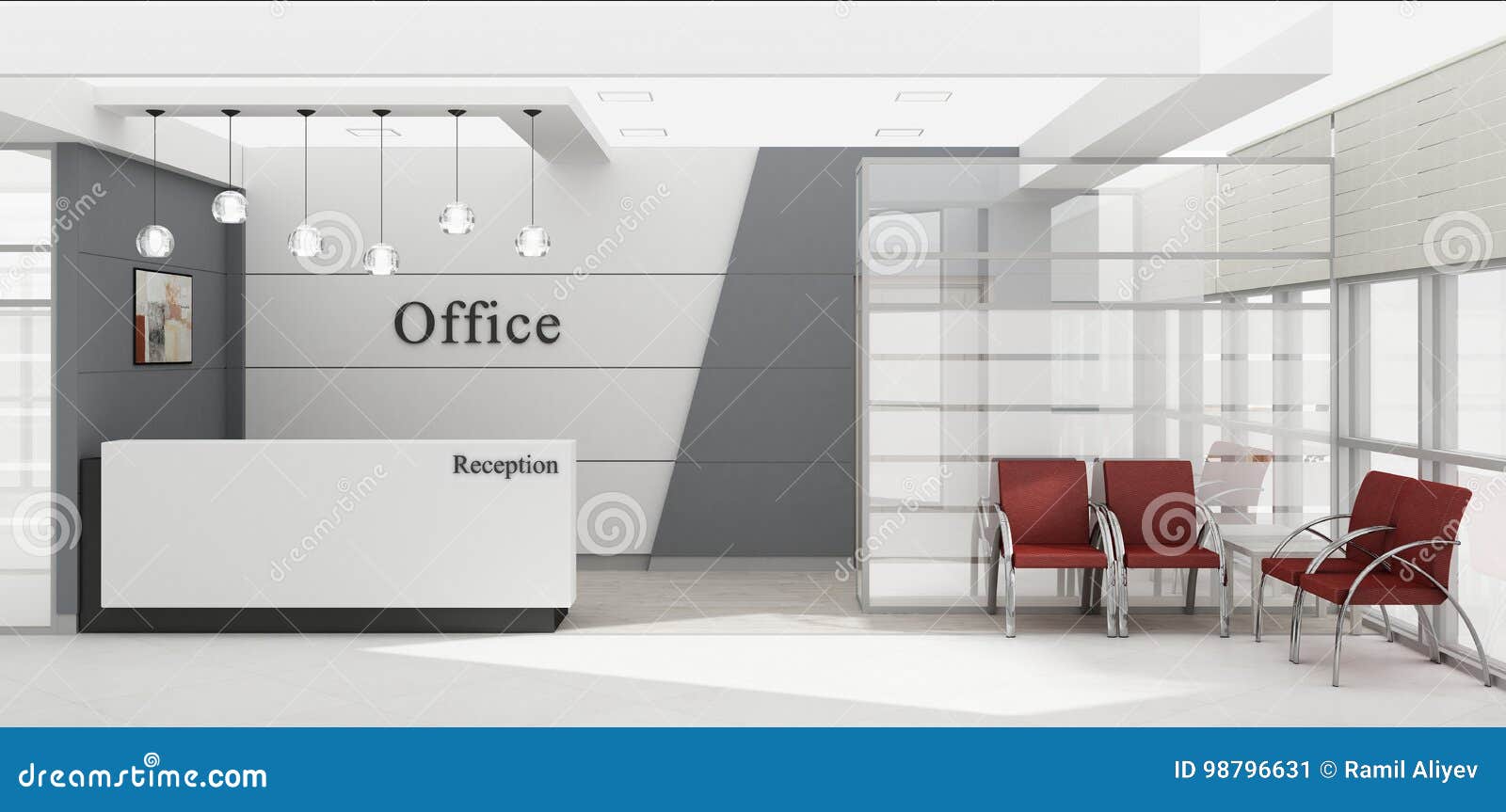 Reception Desk 3D Rendering Stock Illustration - Illustration of ...