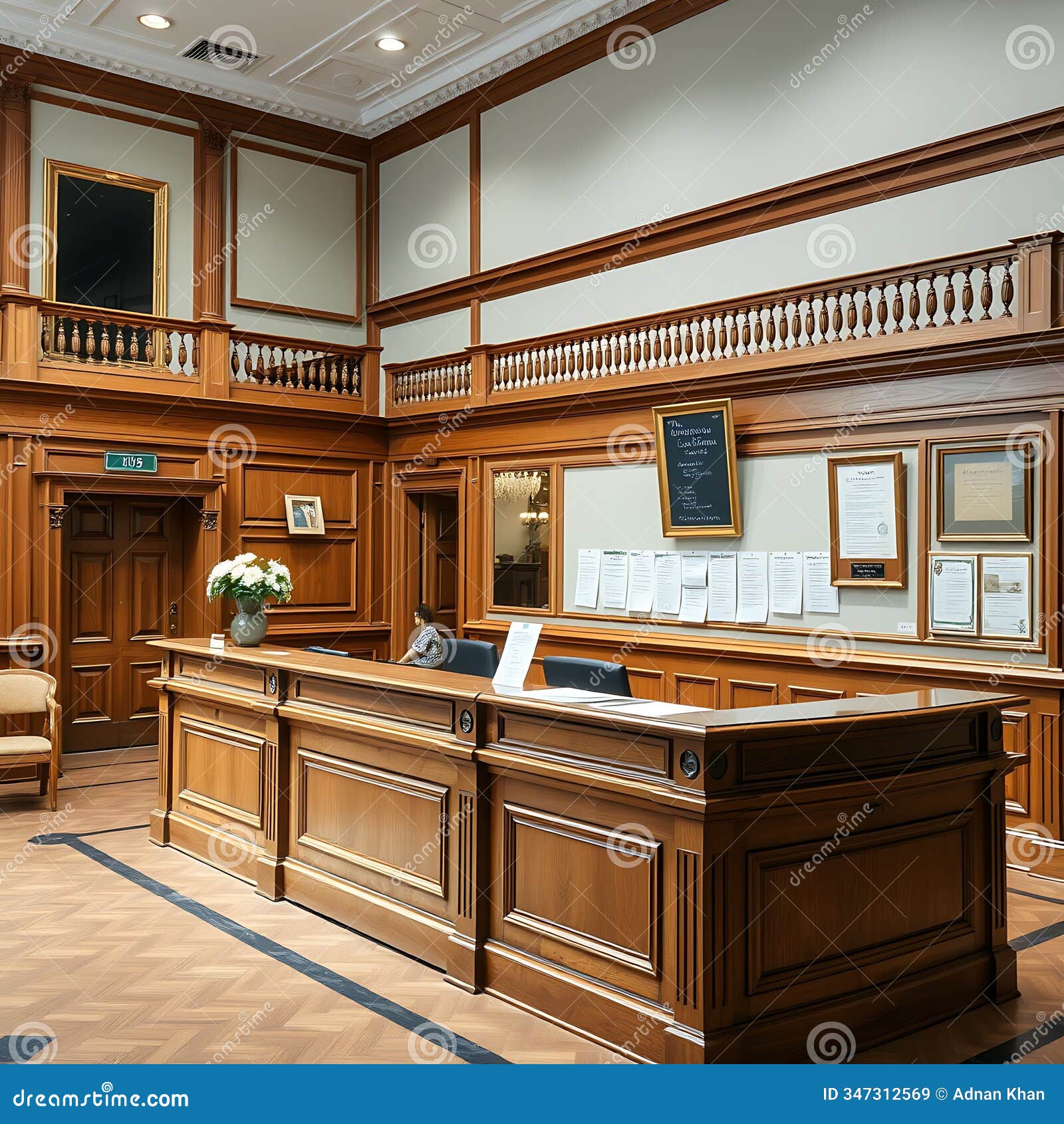 A Reception Desk in a Government Building Featuring Solid Oak Wood ...