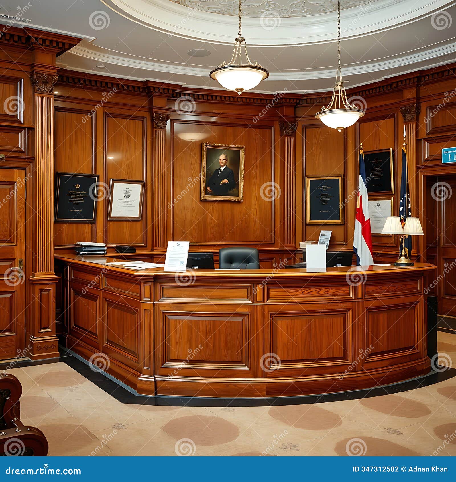 A Reception Desk in a Government Building Featuring Solid Oak Wood ...