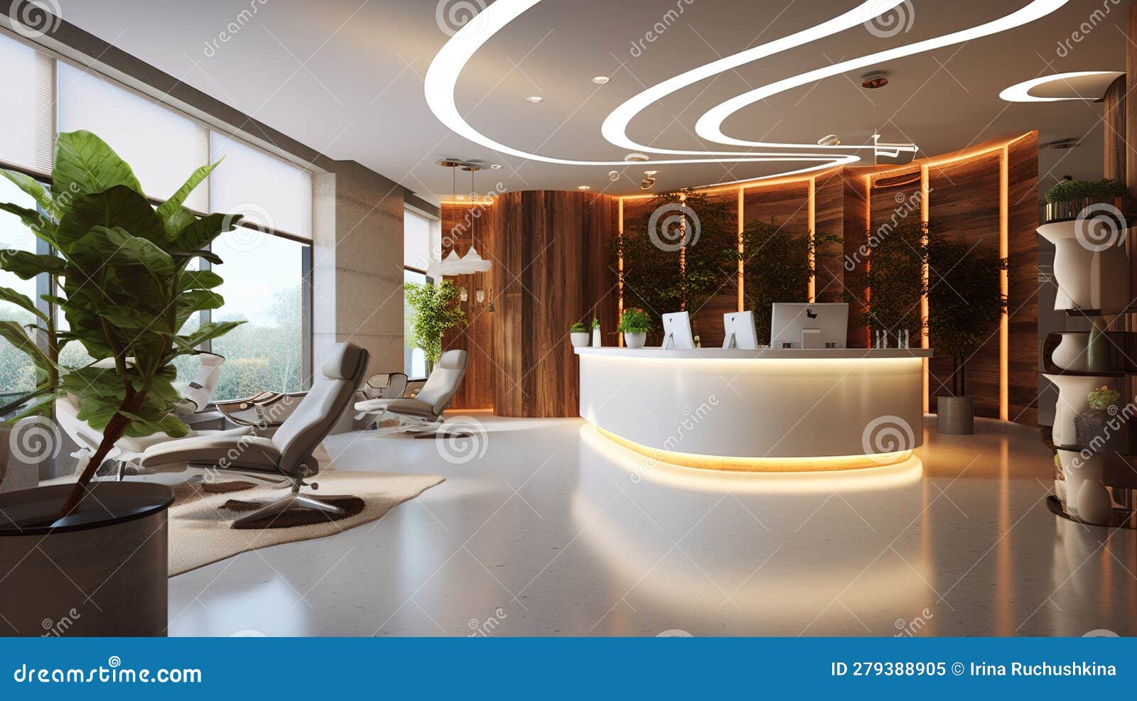 Reception Desk in the Hall of the Office. Generative AI Stock ...