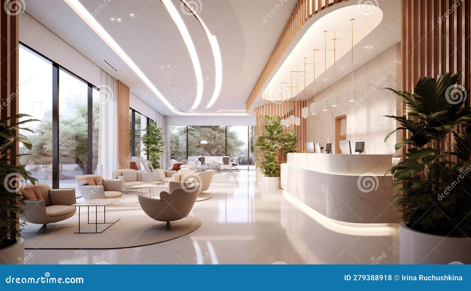 Reception Desk in the Hall of the Office. Generative AI Stock ...