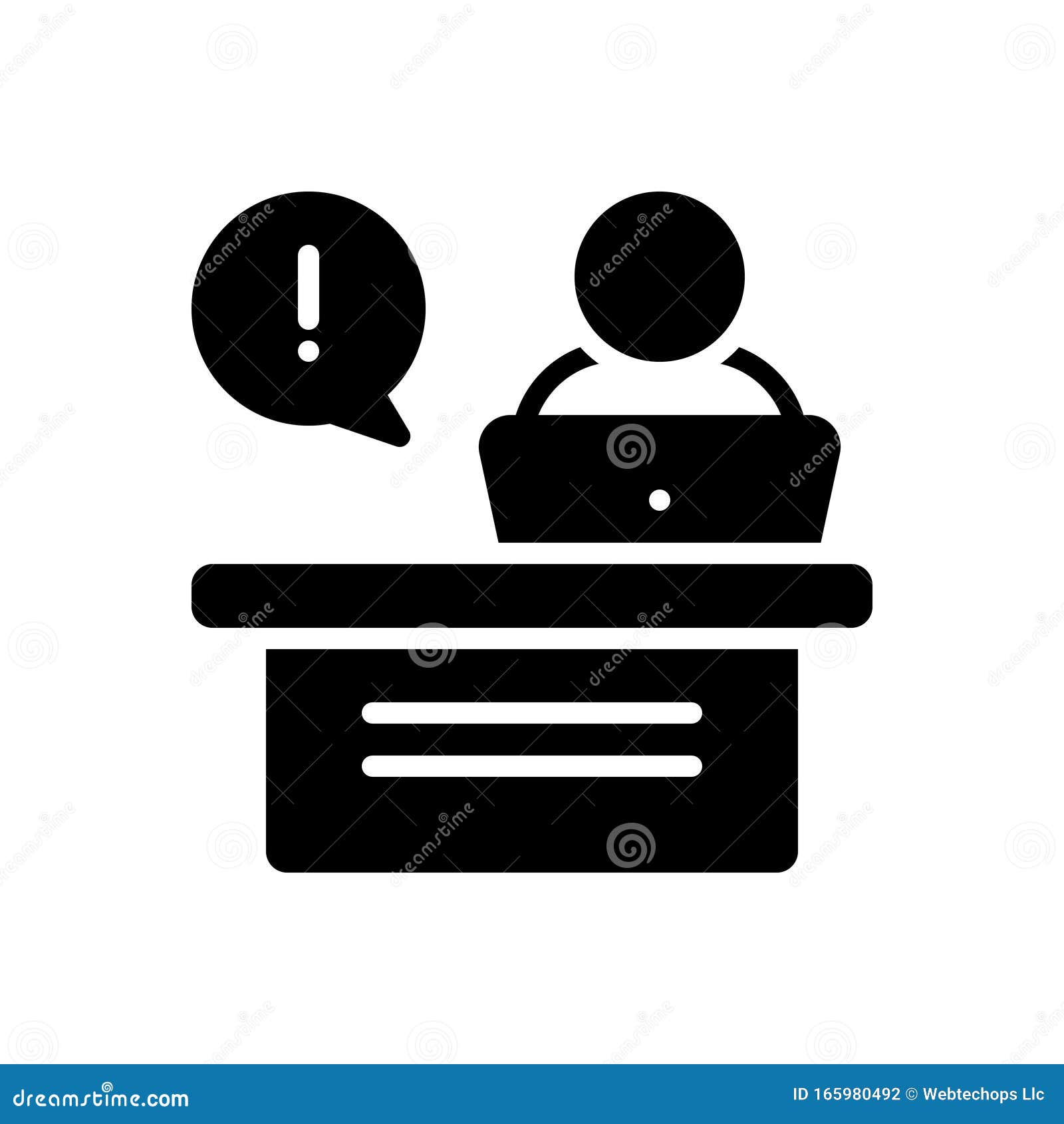 Black Solid Icon for Reception Desk, Information and Lobby Stock Vector ...