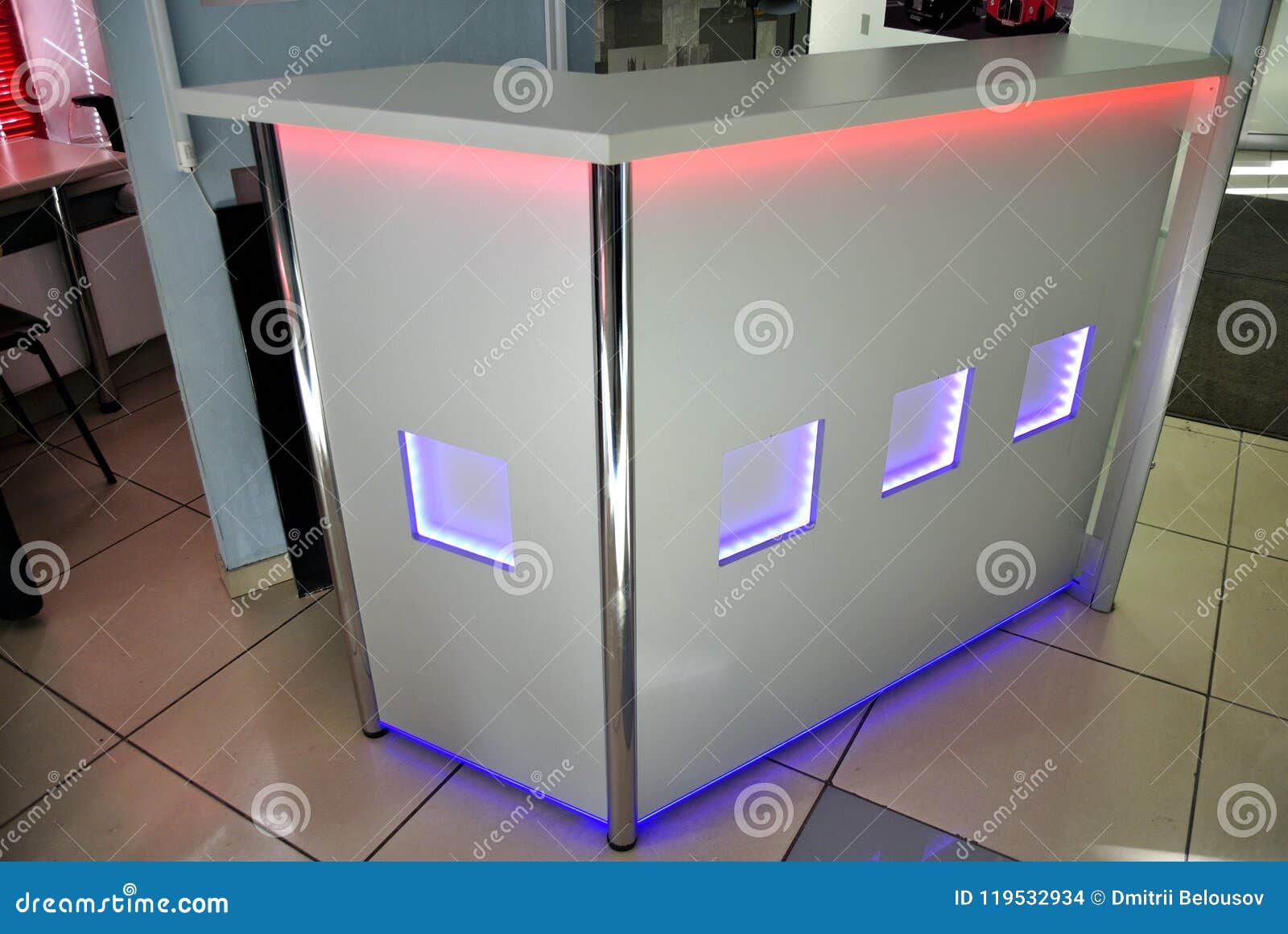 Reception Desk with Led Light Stock Photo - Image of construction ...