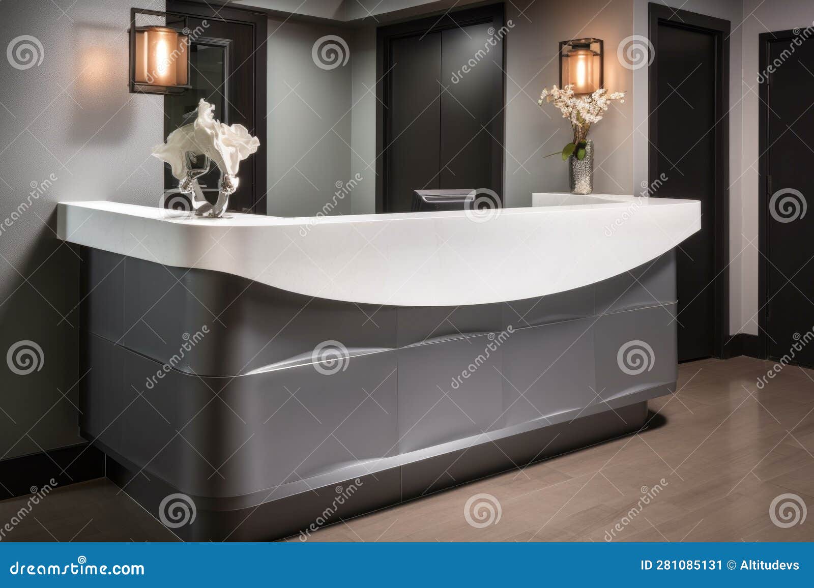 Reception Desk with Modern Design and Clean Lines, Featuring Sleek ...