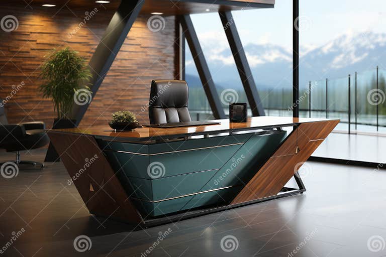 Reception Desk in a Modern Office Interior Stock Illustration ...