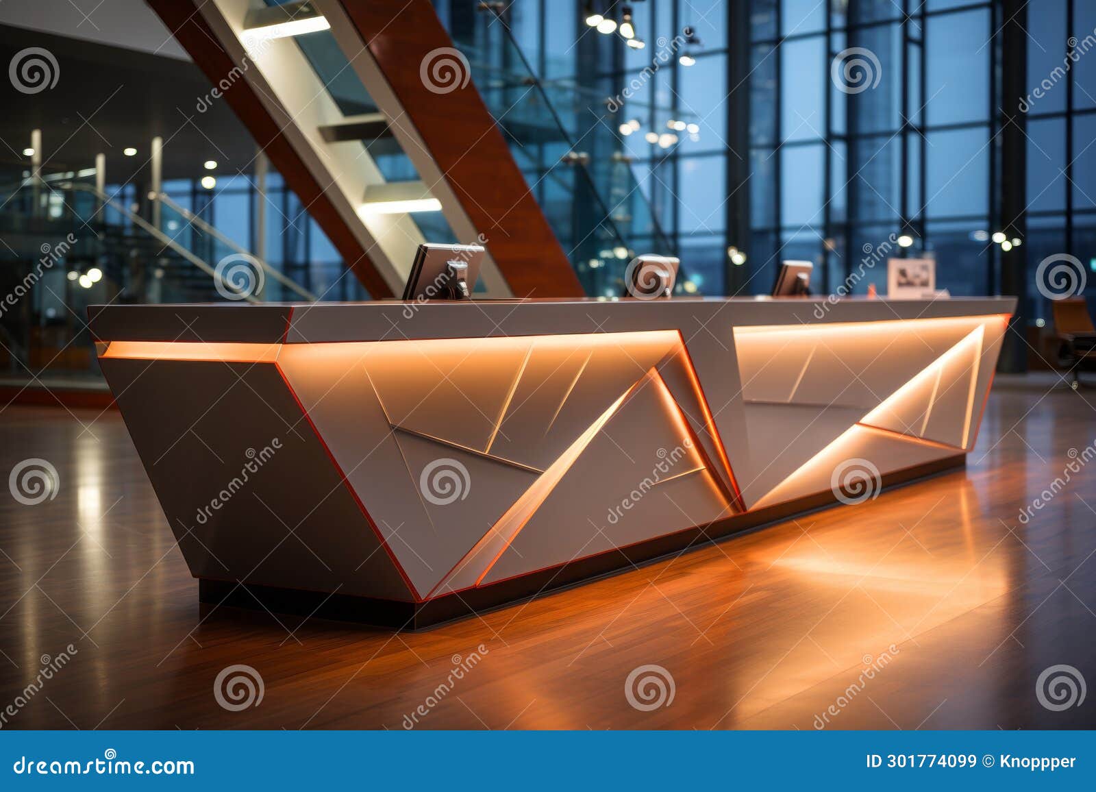 Reception Desk in a Modern Office Interior Stock Image - Image of ...