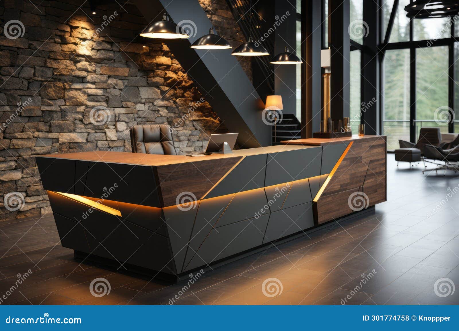 Reception Desk in a Modern Office Interior Stock Photo - Image of ...