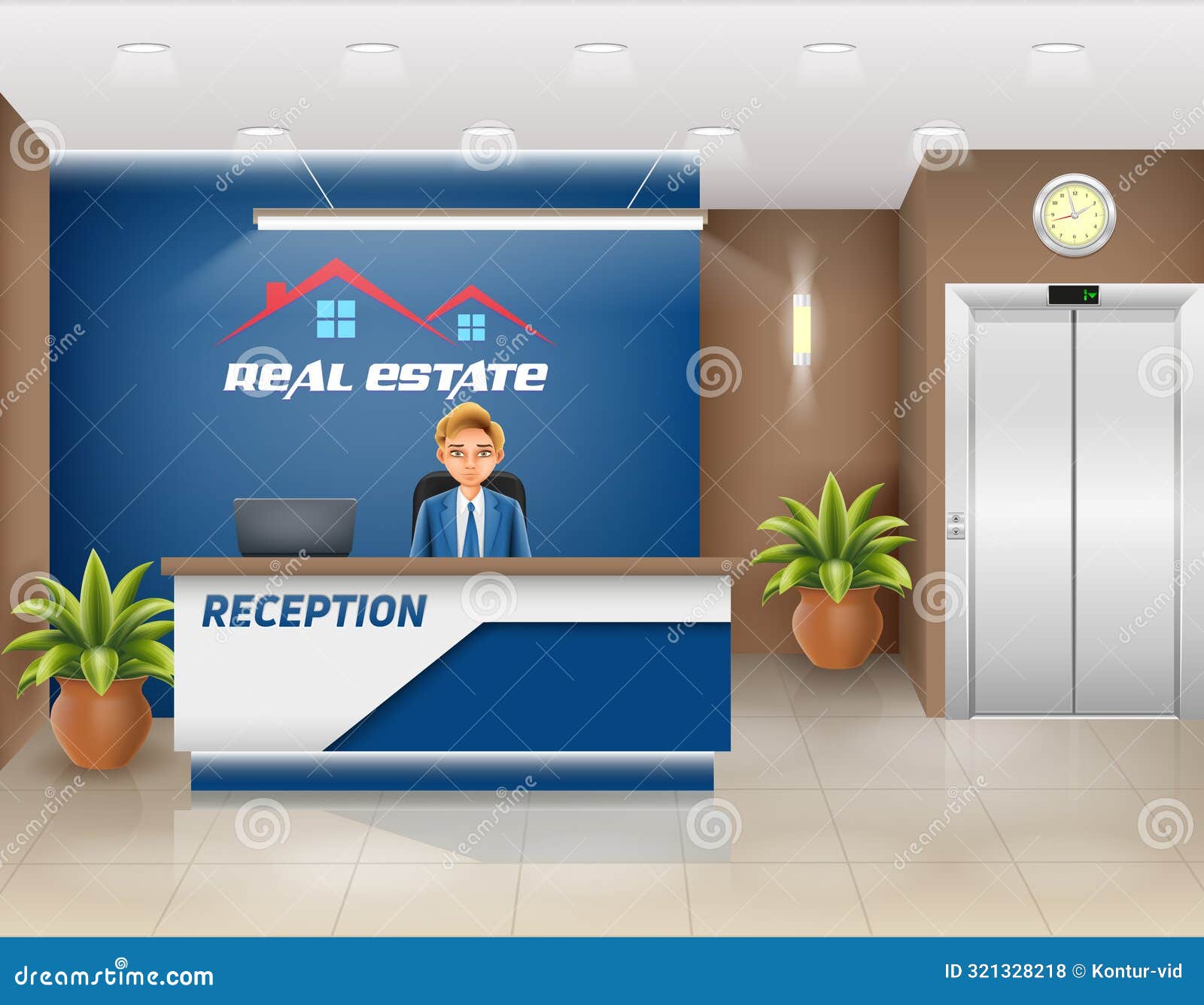 Reception Desk in the Office Workplace of a Manager or Administrator ...