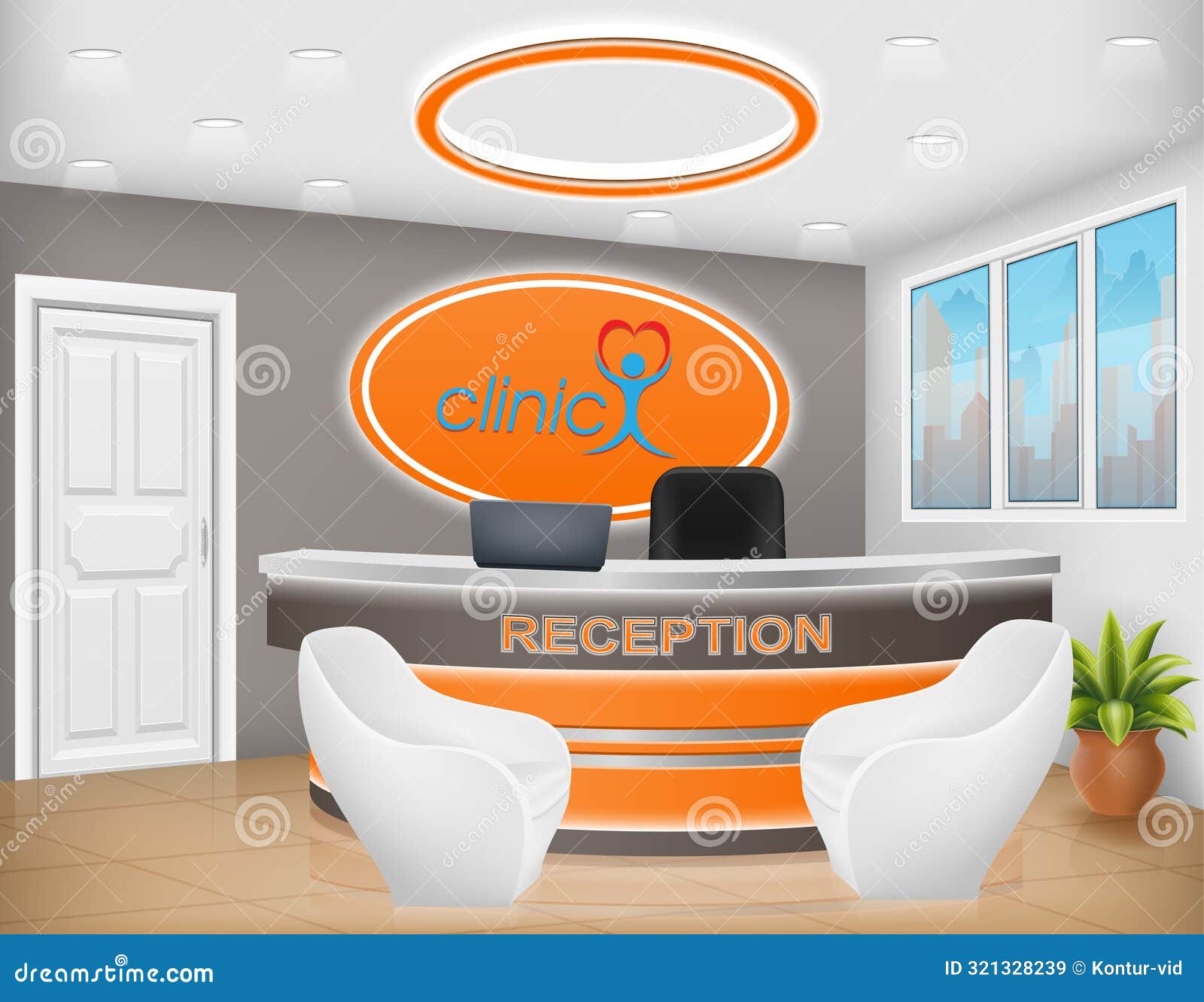 Reception Desk in the Office Workplace of a Manager or Administrator ...
