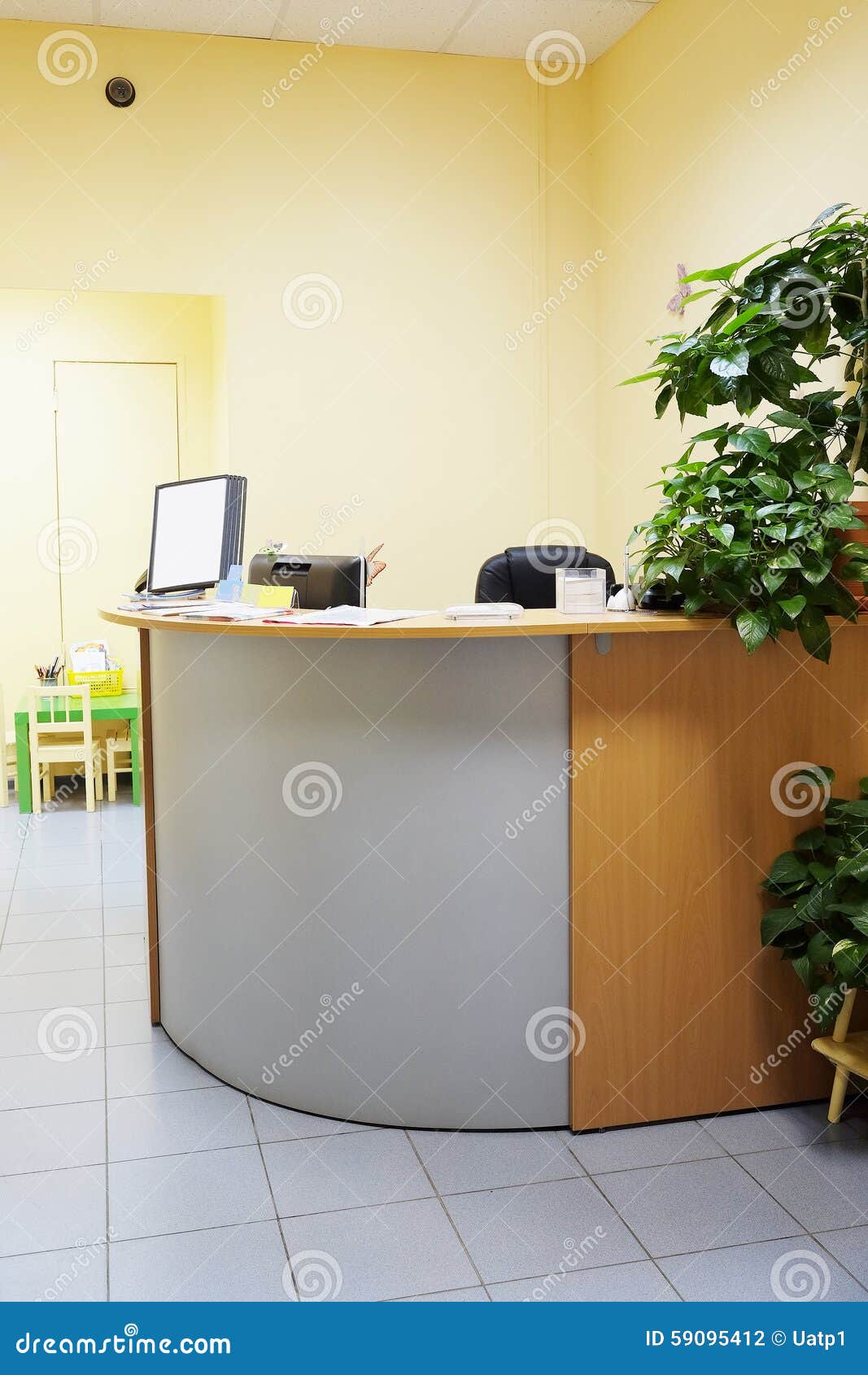 Reception desk stock photo. Image of furniture, female - 59095412