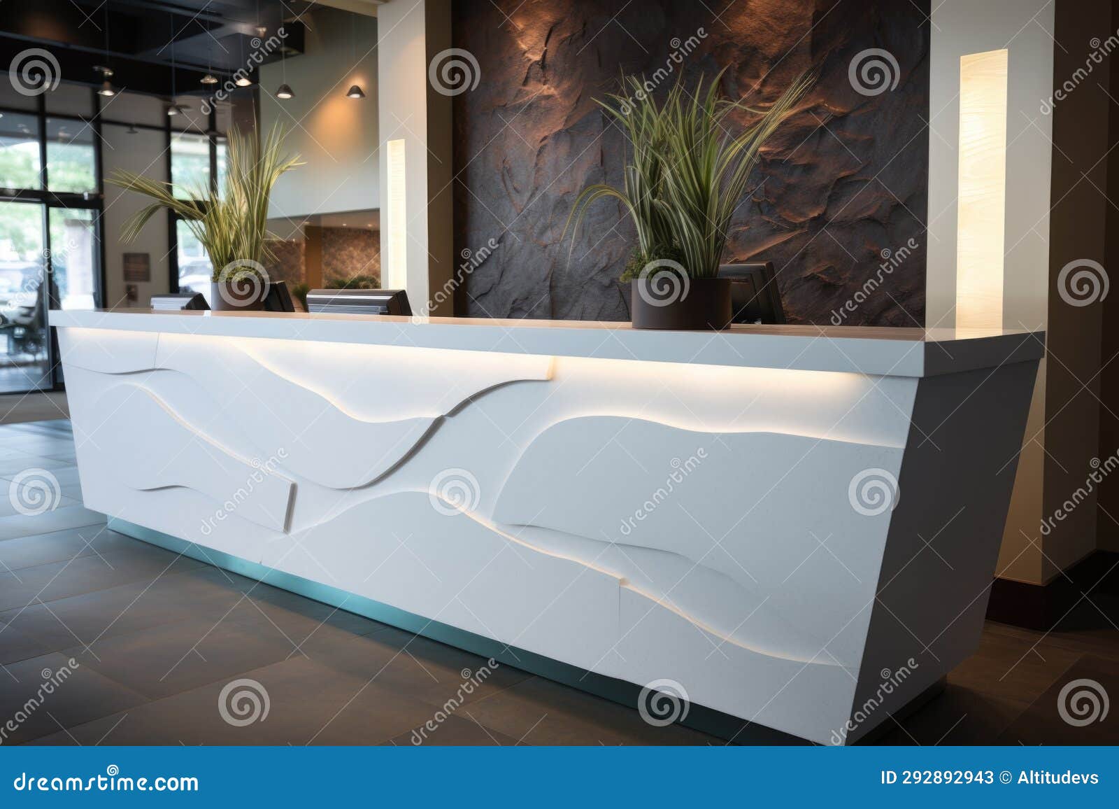 Reception Desk Surface Made of Artificial Stone Stock Image - Image of ...