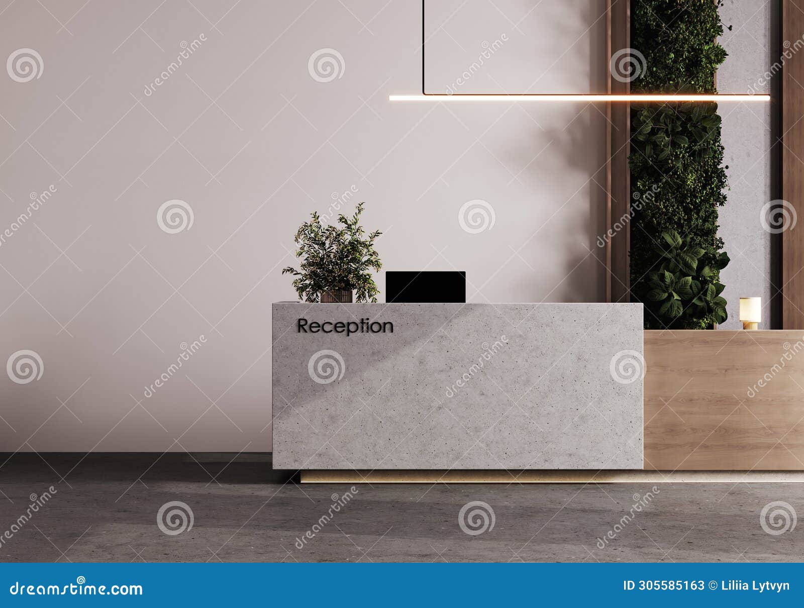 Reception Desk and View on Hallway in Modern Hotel, Mockup Front View ...