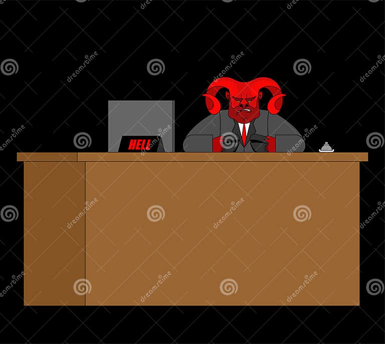 Reception Devil and Rack. Acceptance of Guests in Hell Stock Vector ...