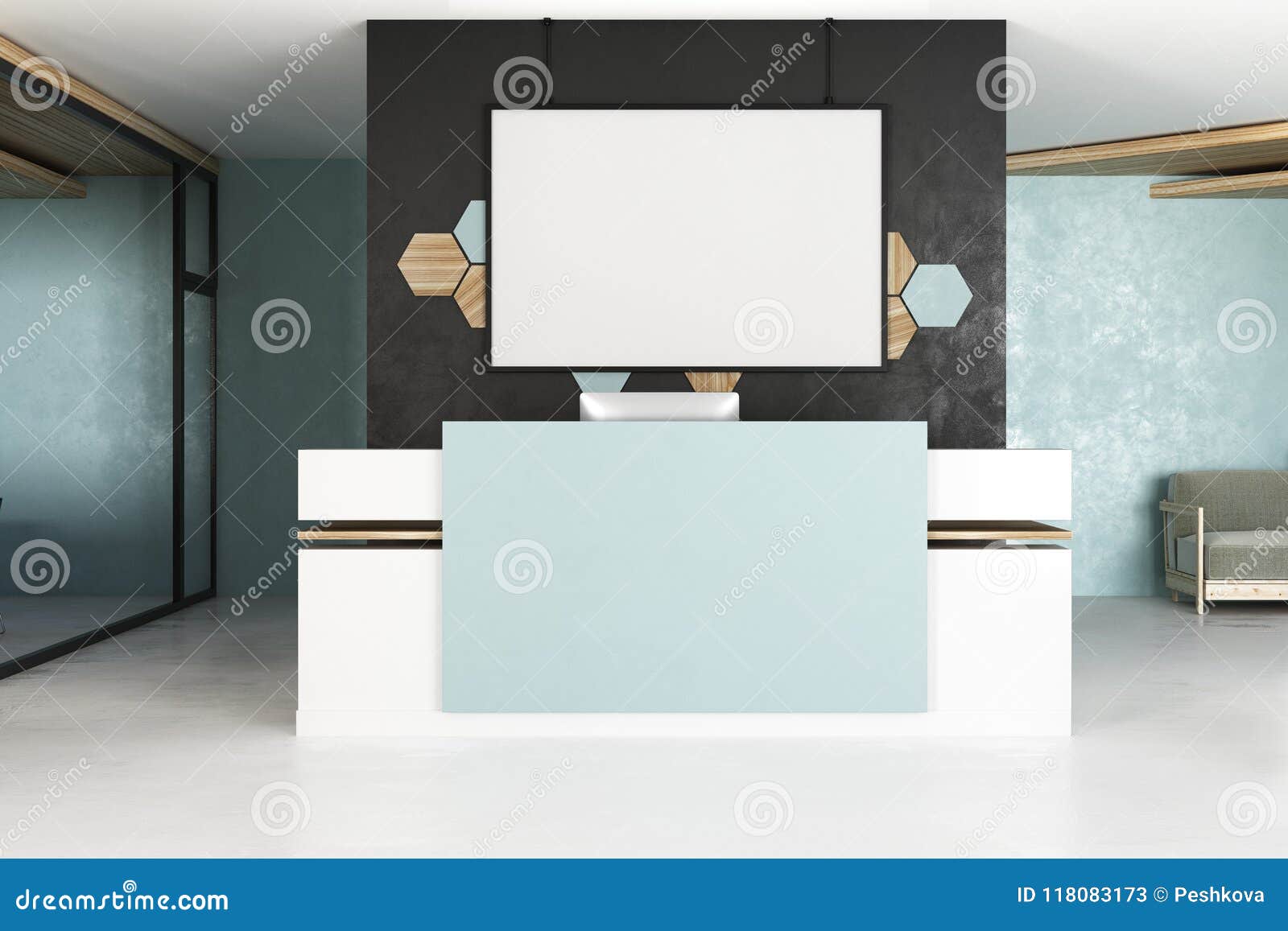 Reception with Empty White Poster Stock Illustration - Illustration of ...