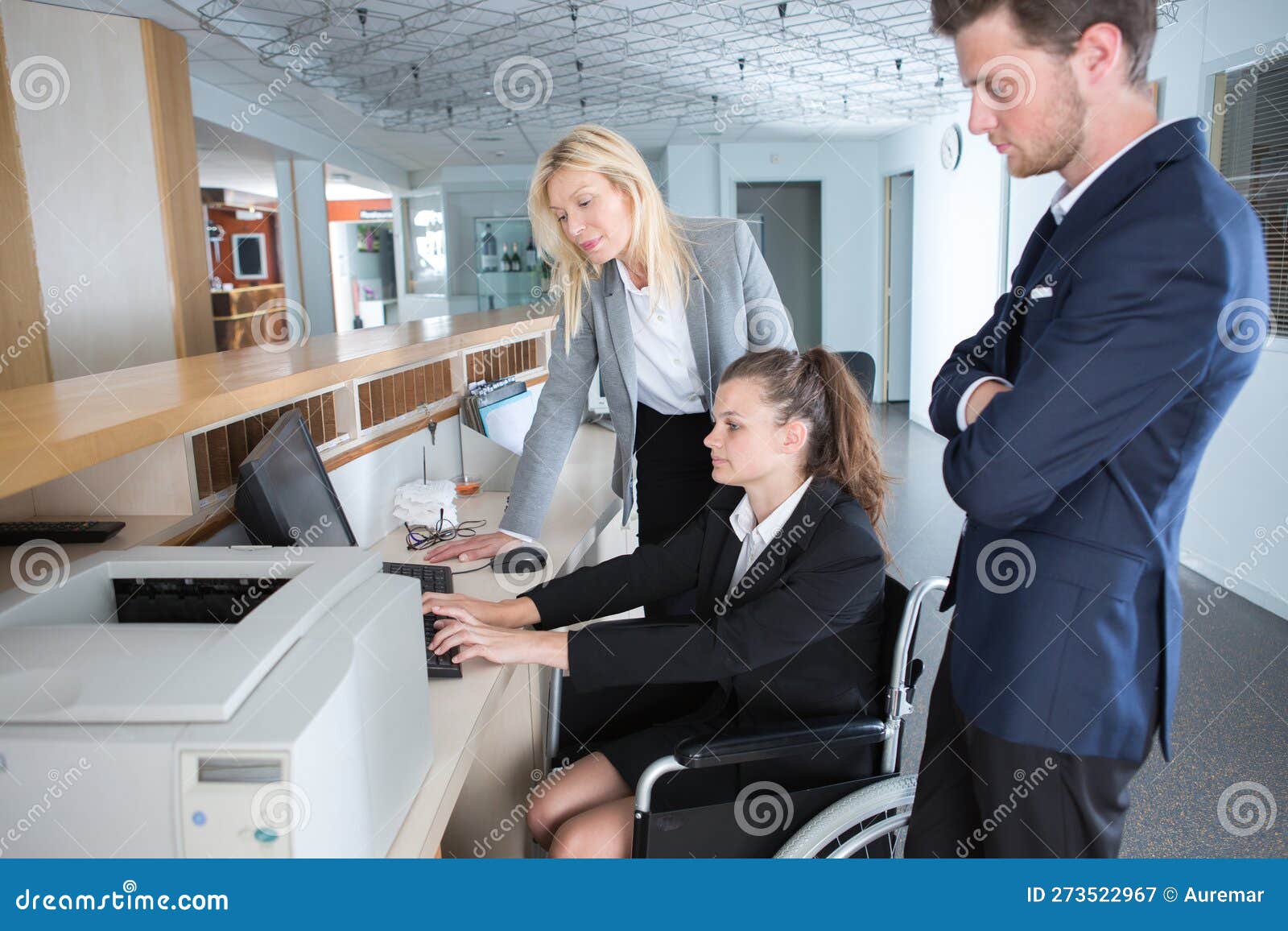 Reception Female Worker in Wheelchair Stock Image - Image of congress ...