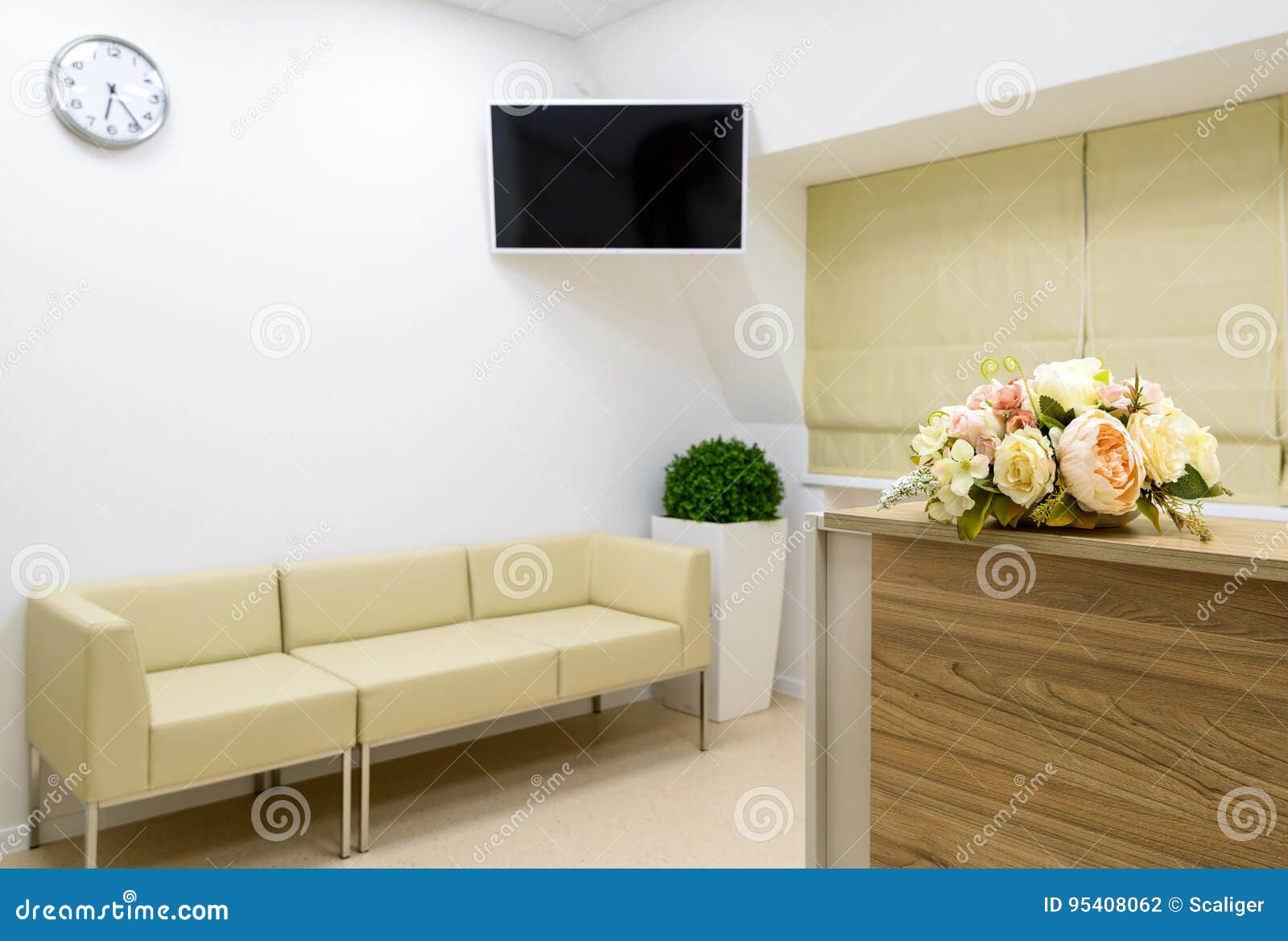 Reception with Flower in Office Stock Photo - Image of background ...