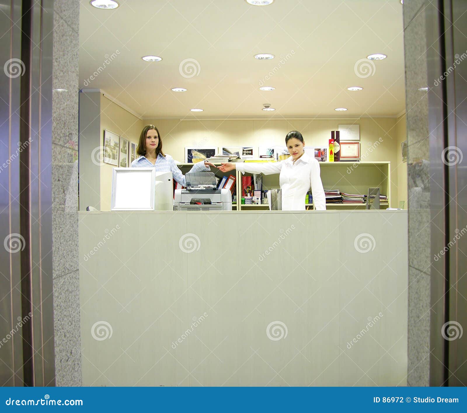 Reception girls - welcome stock photo. Image of goodbye - 86972