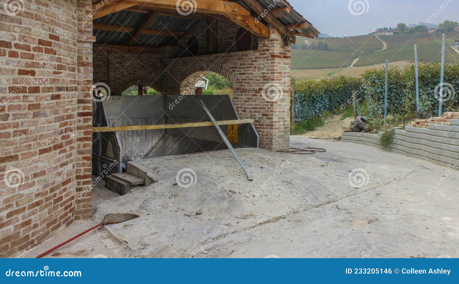 Reception Hopper At A Large Recycling Plant. Orange Peel Grab Buckets ...