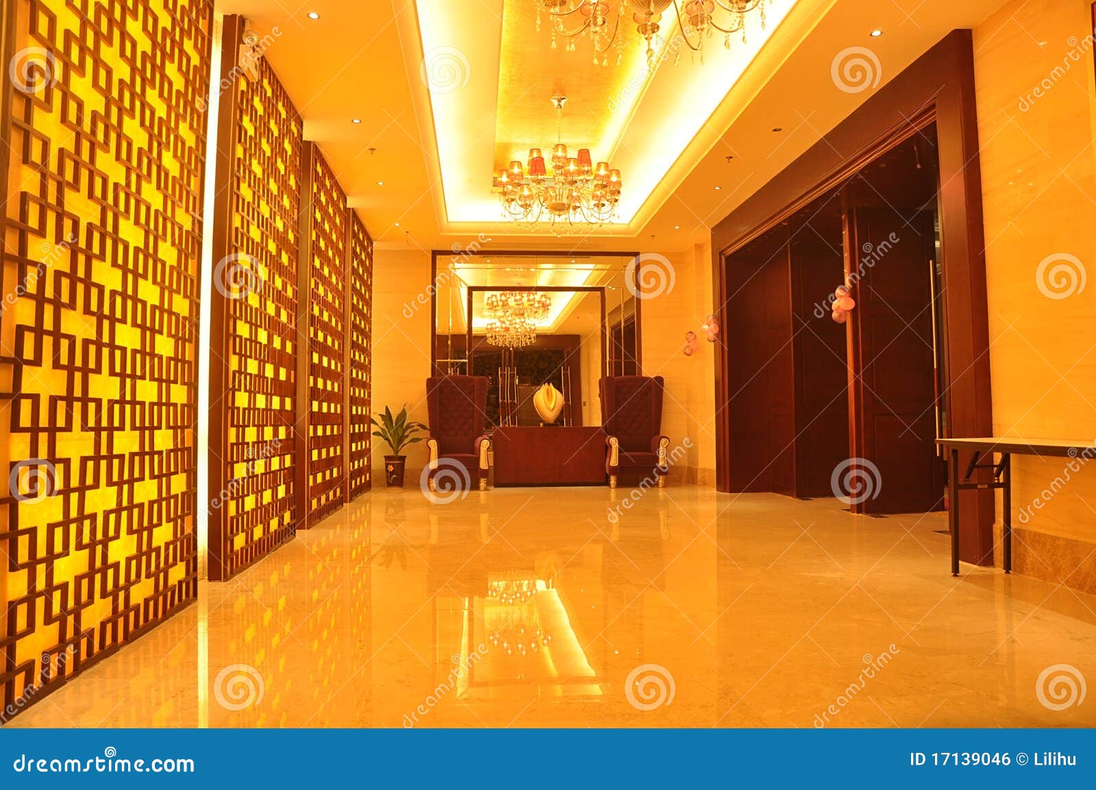 Reception hall stock photo. Image of lamps, building - 17139046