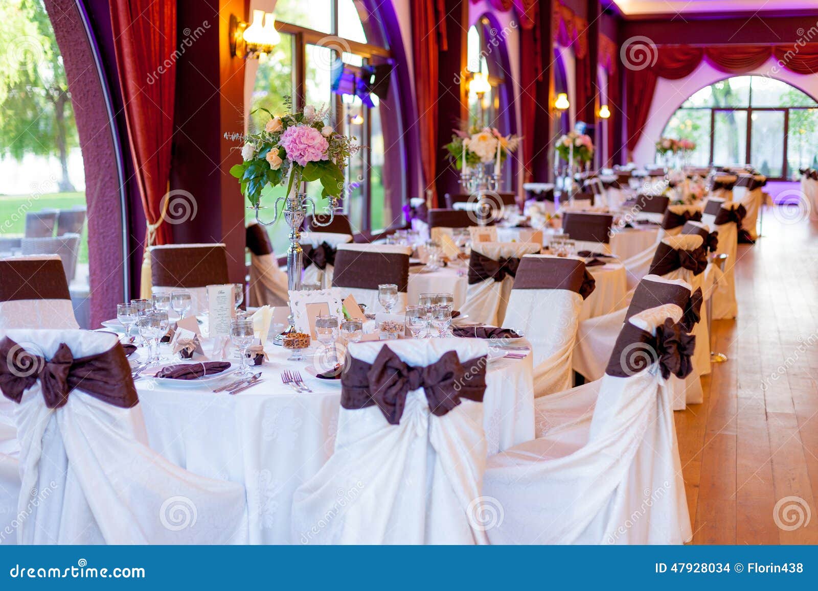 Reception Hall Arrangements Stock Photo - Image of wedding, decoration ...