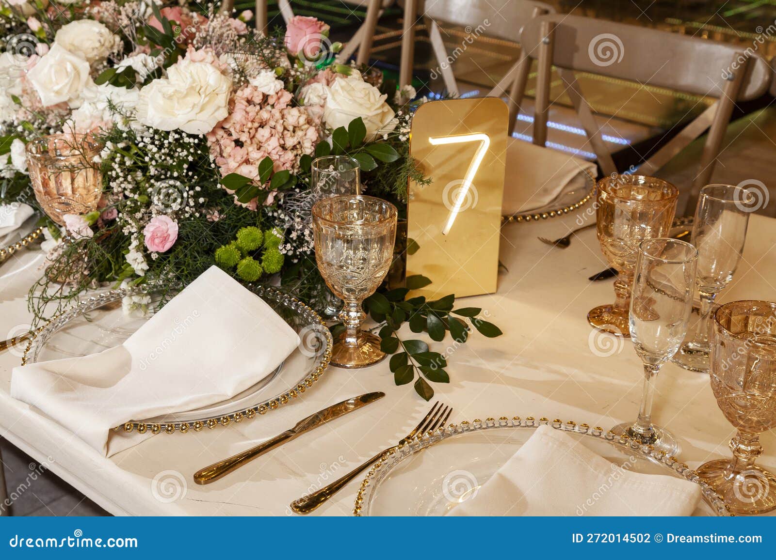 Reception Hall Decorated for Social Events - Table Settings Stock Photo ...
