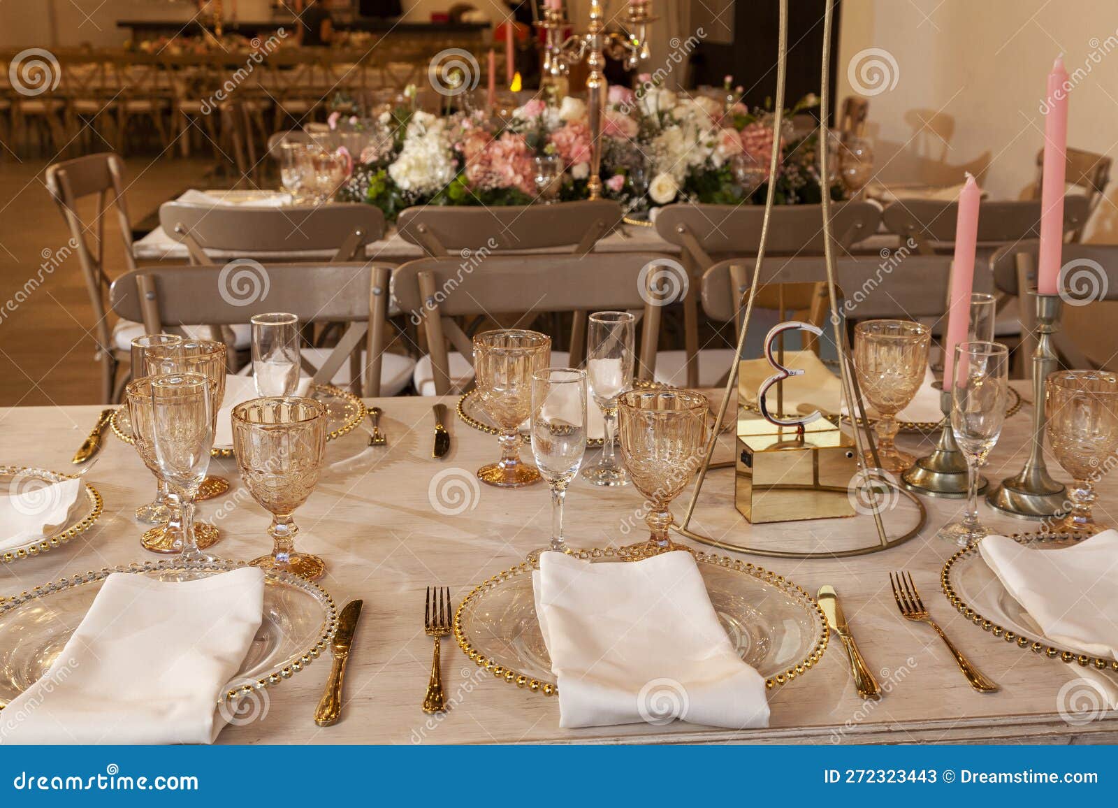 Reception Hall Decorated for Social Events - Table Settings Stock Image ...