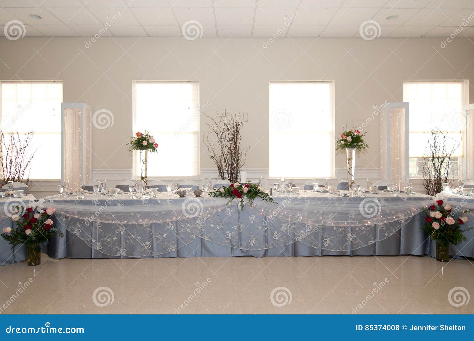 Reception head table stock photo. Image of decorations - 85374008
