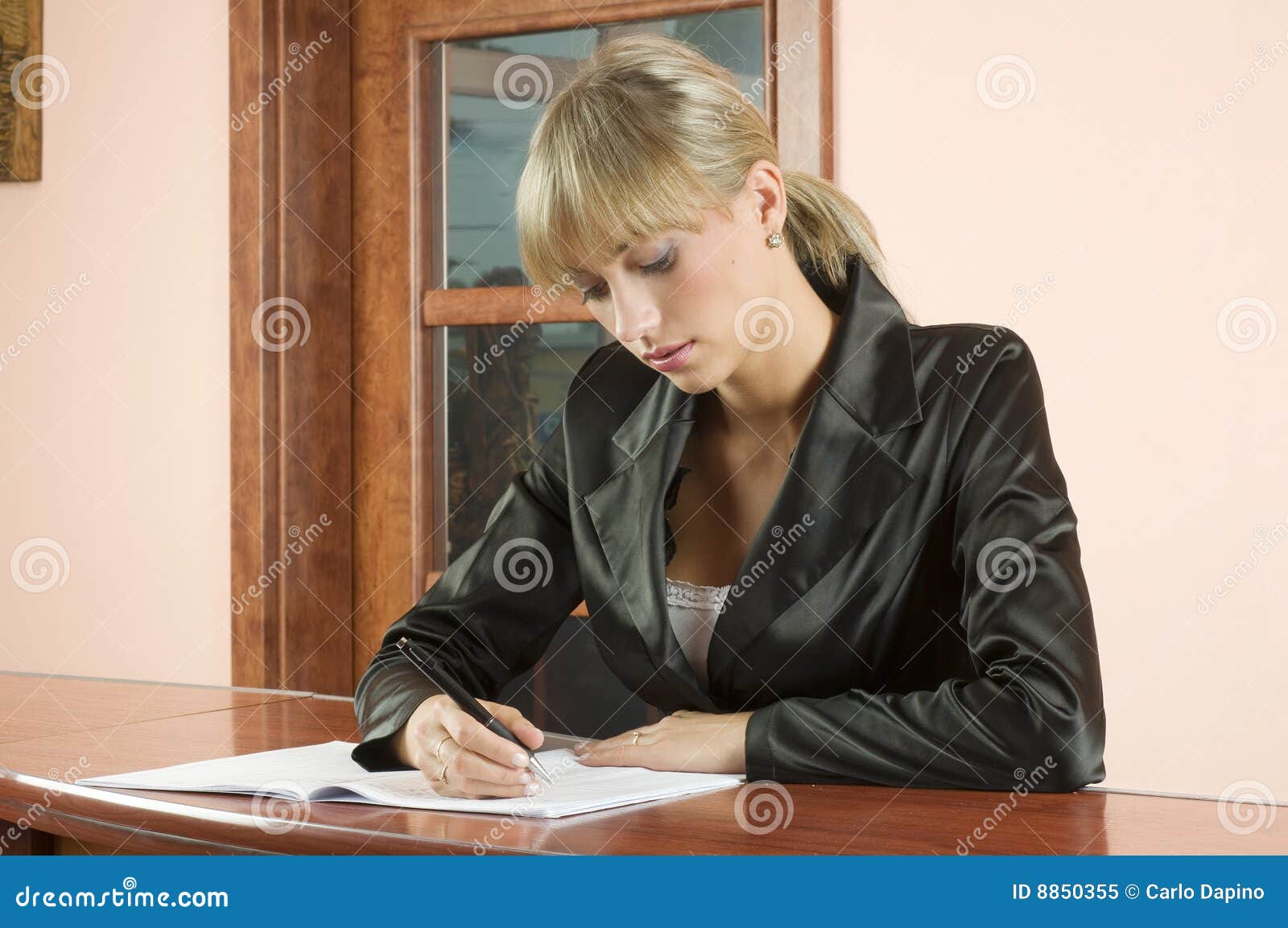 Reception hotel stock image. Image of pretty, girl, desk - 8850355