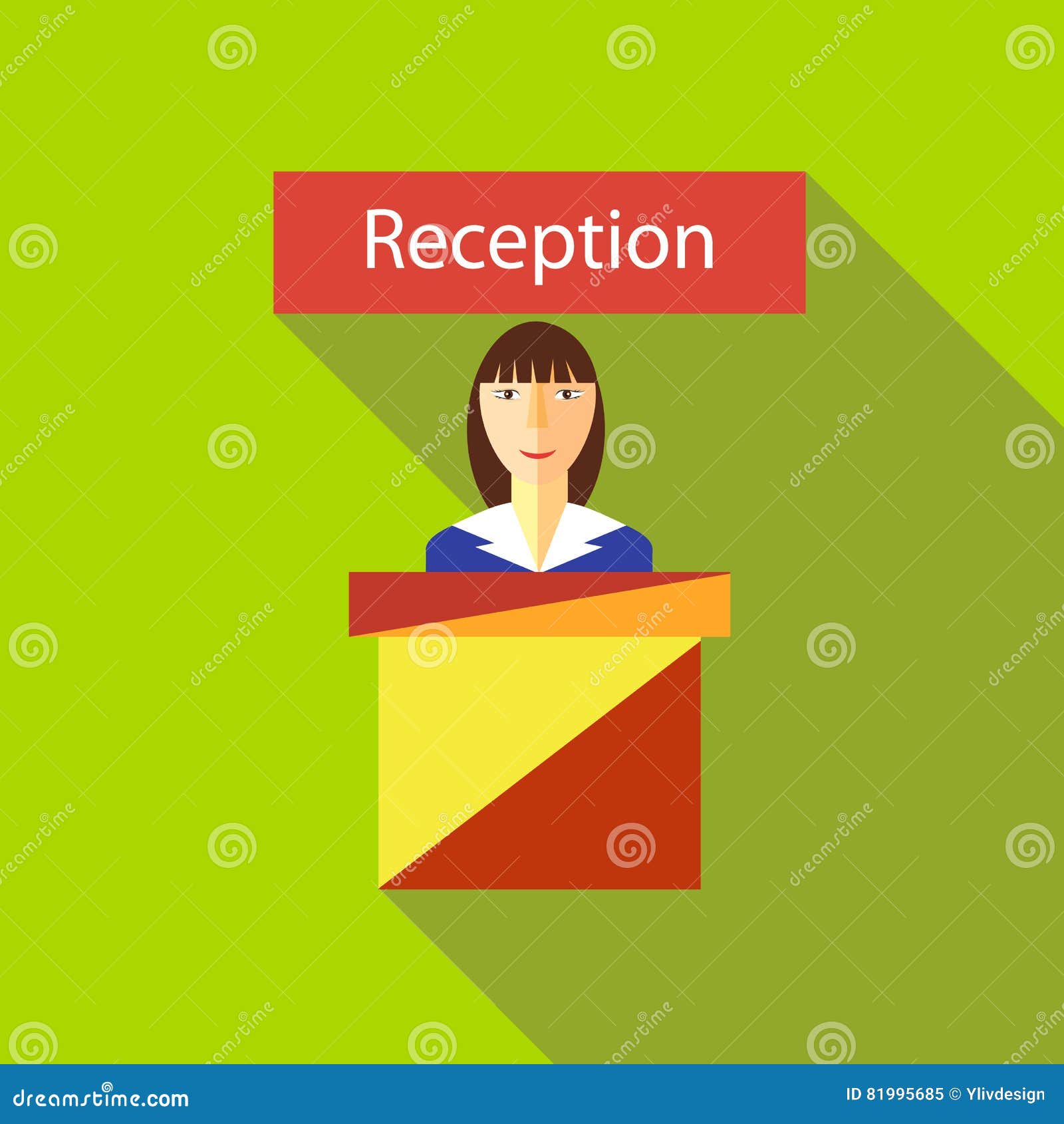 Reception in Hotel Icon, Flat Style Stock Vector - Illustration of ...