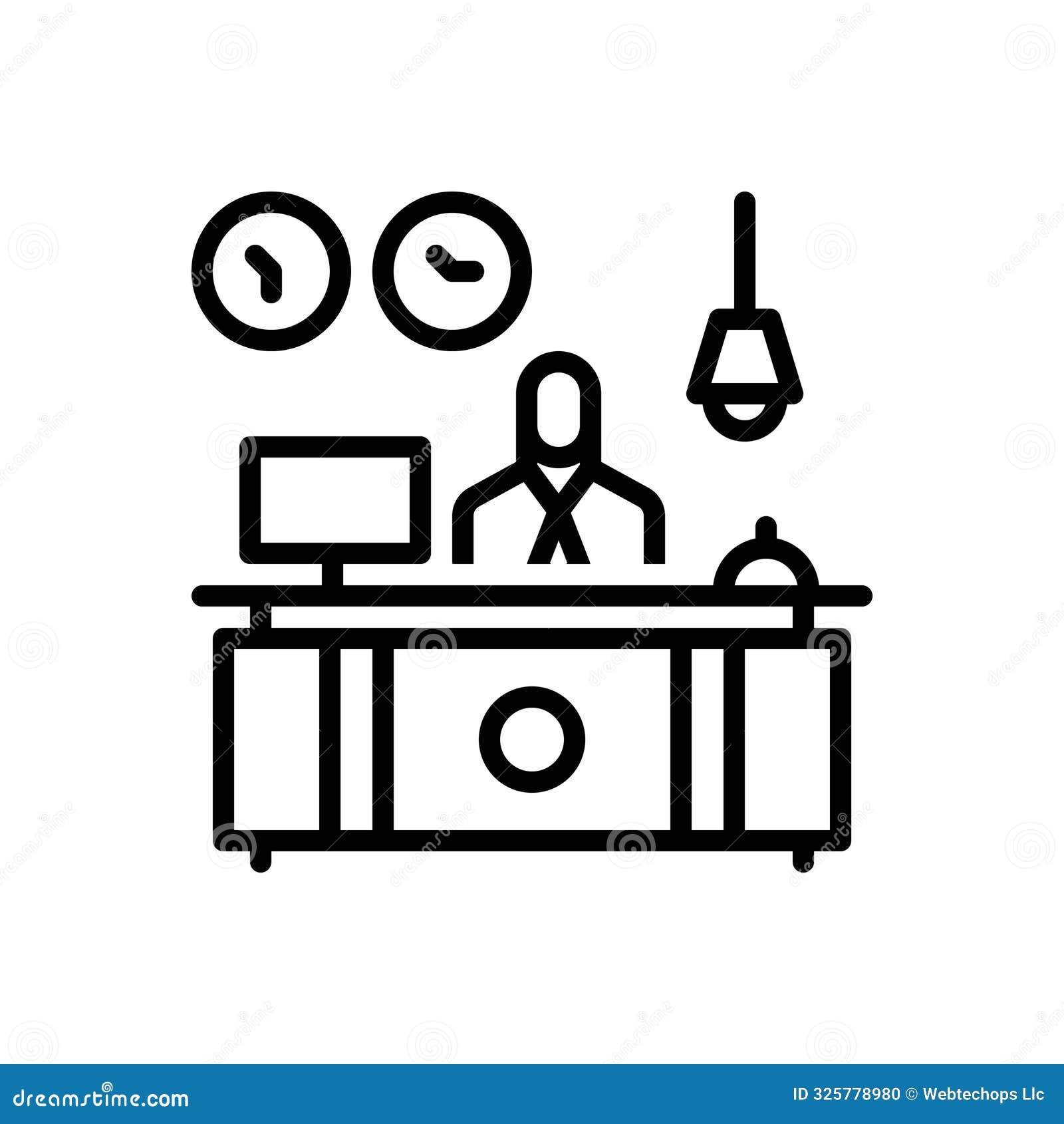Black Line Icon for Reception, Lobby and Counter Stock Illustration ...