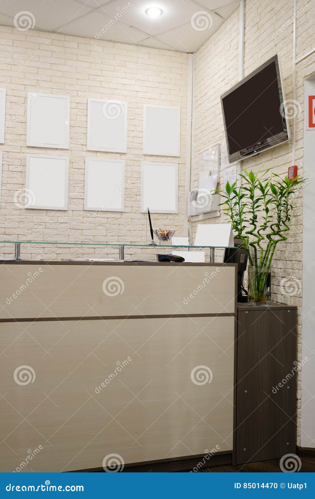 Reception stock photo. Image of office, computer, wall - 85014470