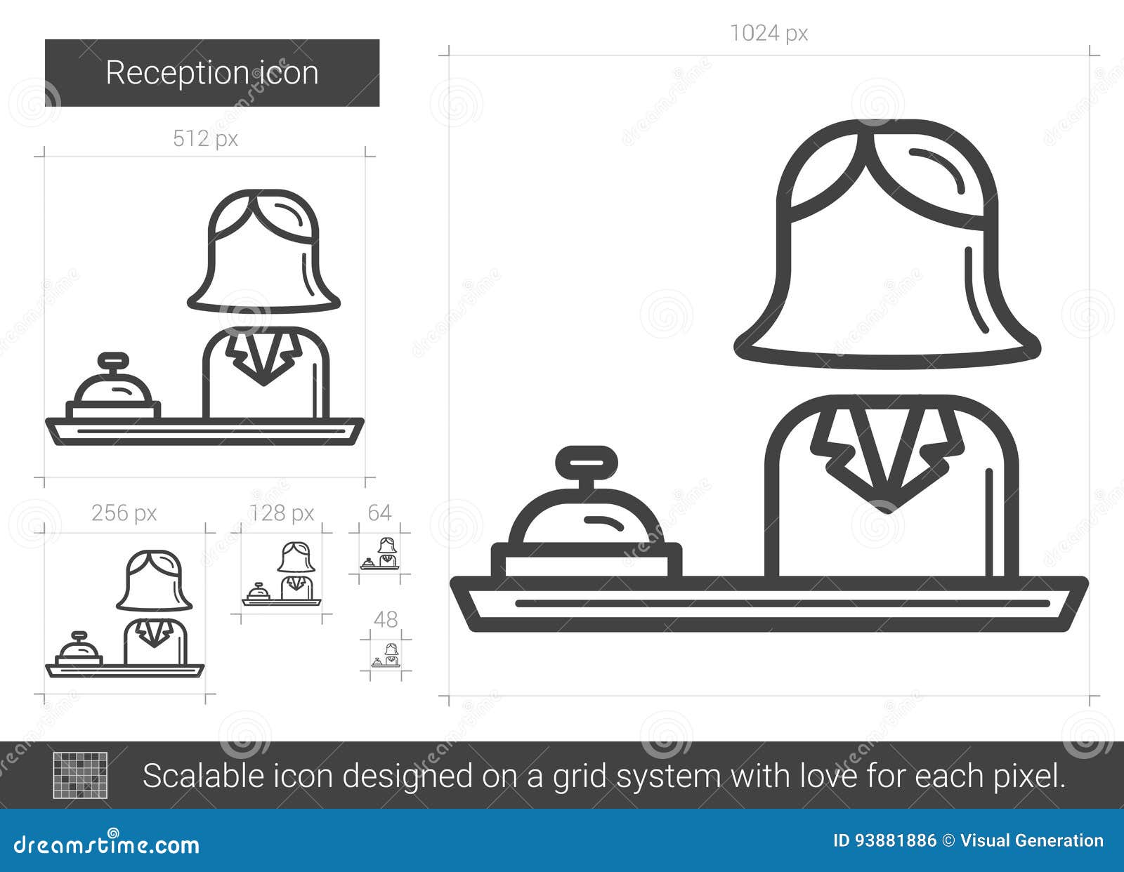Reception line icon. stock vector. Illustration of profession - 93881886