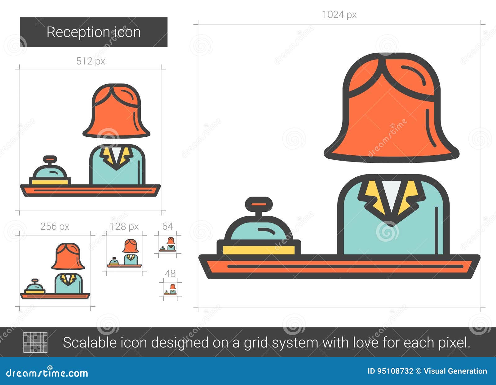 Reception line icon. stock vector. Illustration of hotel - 95108732